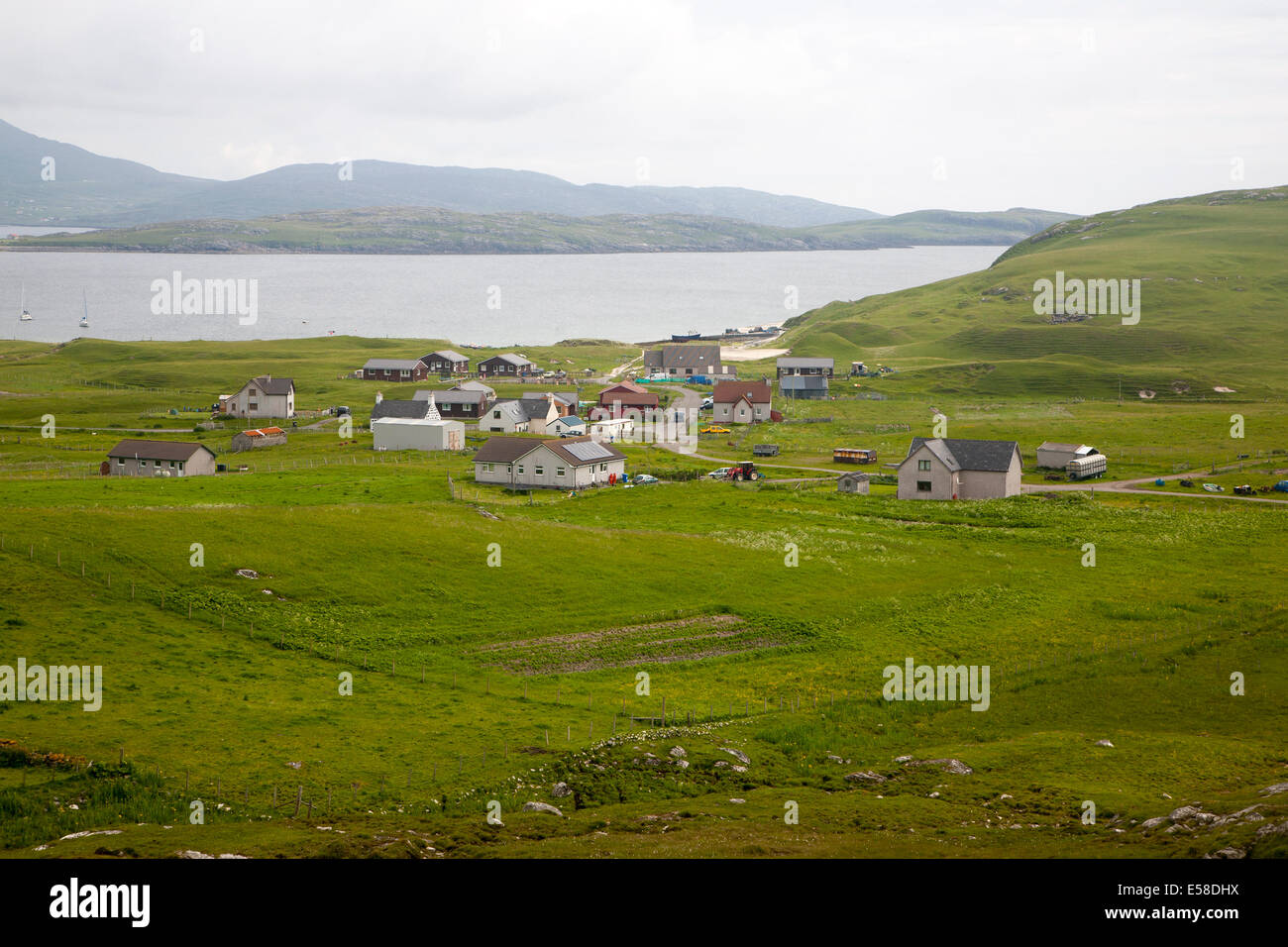 Houses in the crofting settlement village of Bhatarsaigh, Vatersay ...