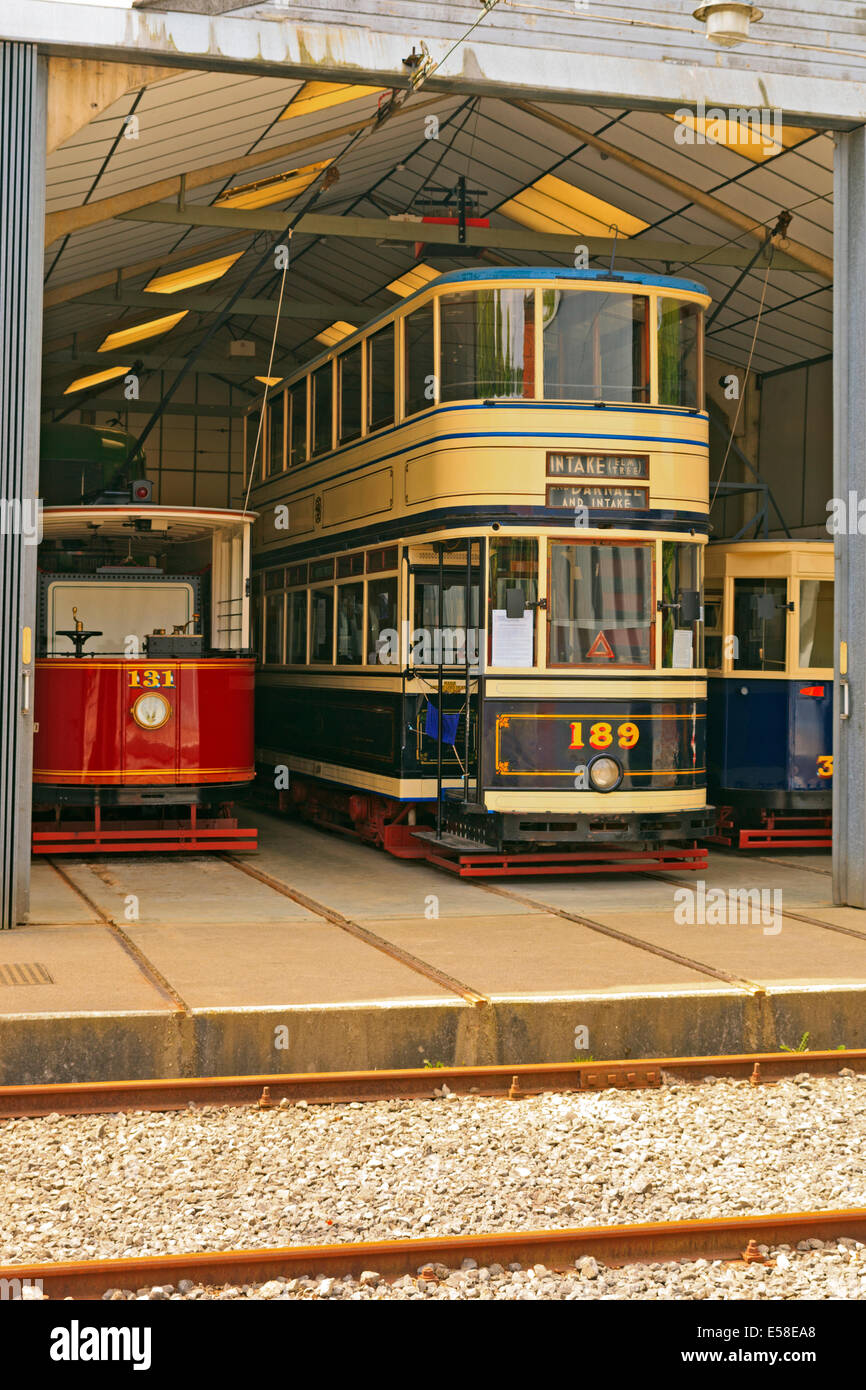 Overhead Electric Trams in the Sheds at the Crich Tramway Village Stock ...