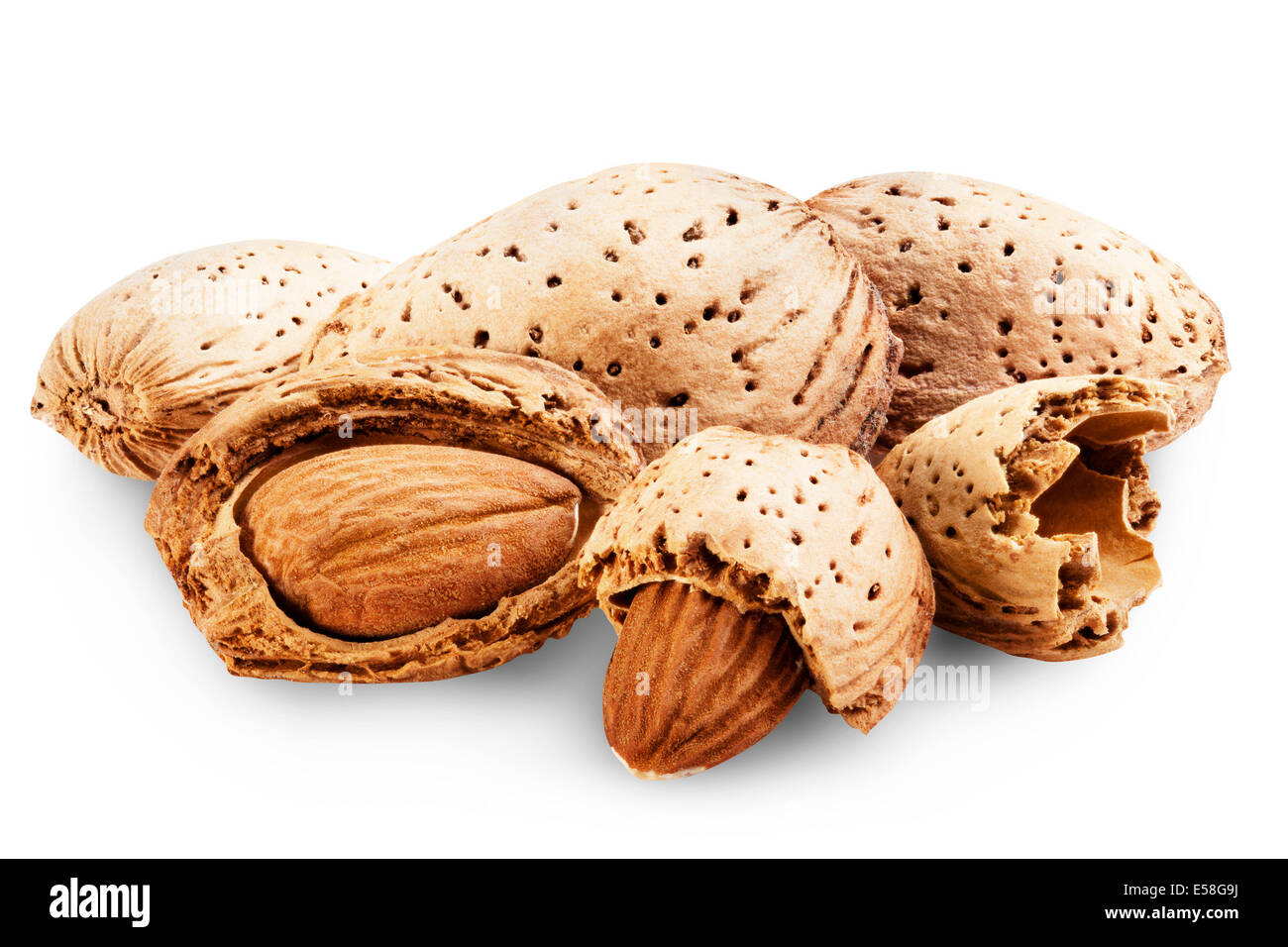 Almond isolated on a white background. Clipping Path Stock Photo - Alamy