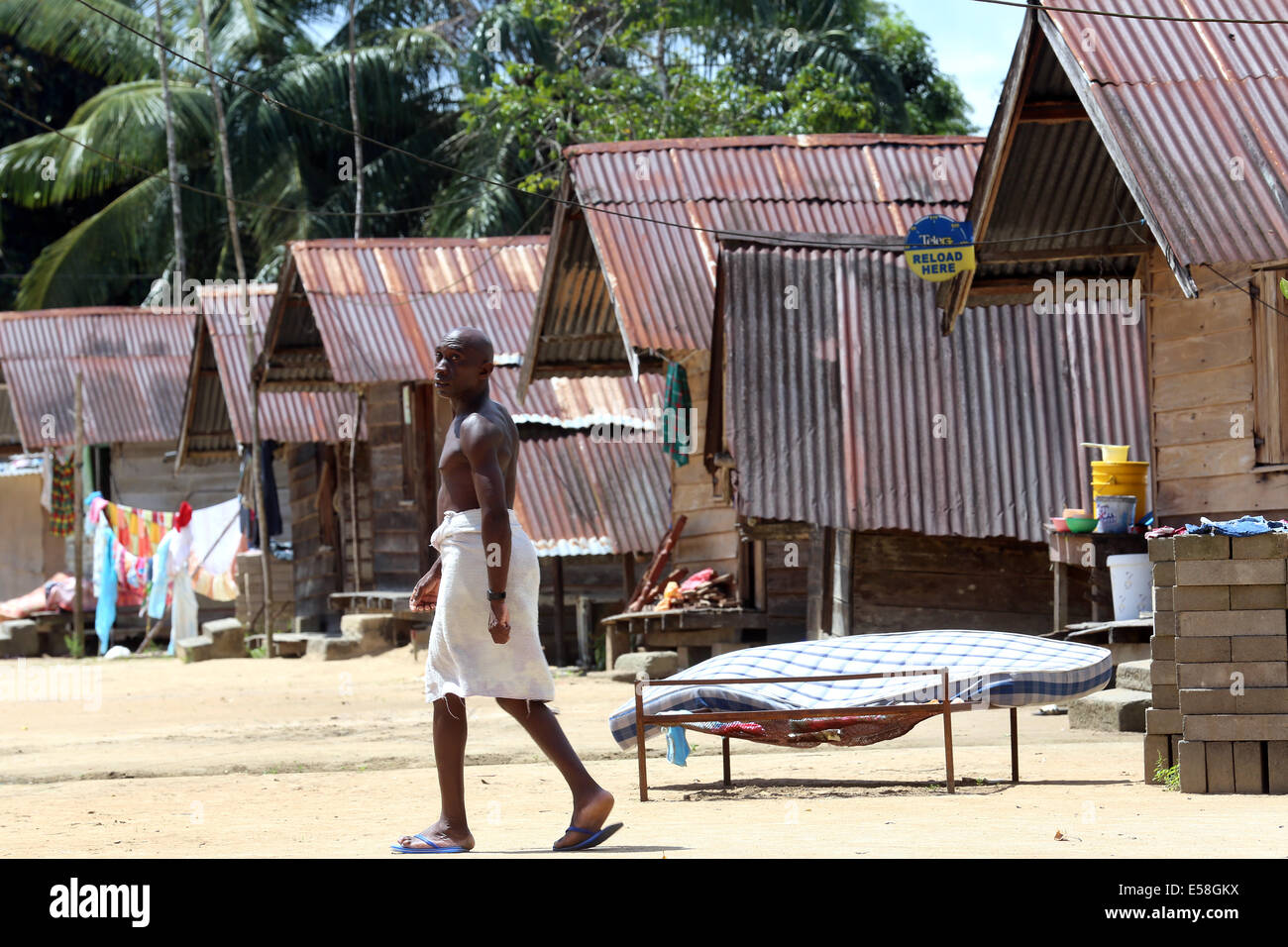 poor village of the maroon tribe in the Brownsberg National Park in ...