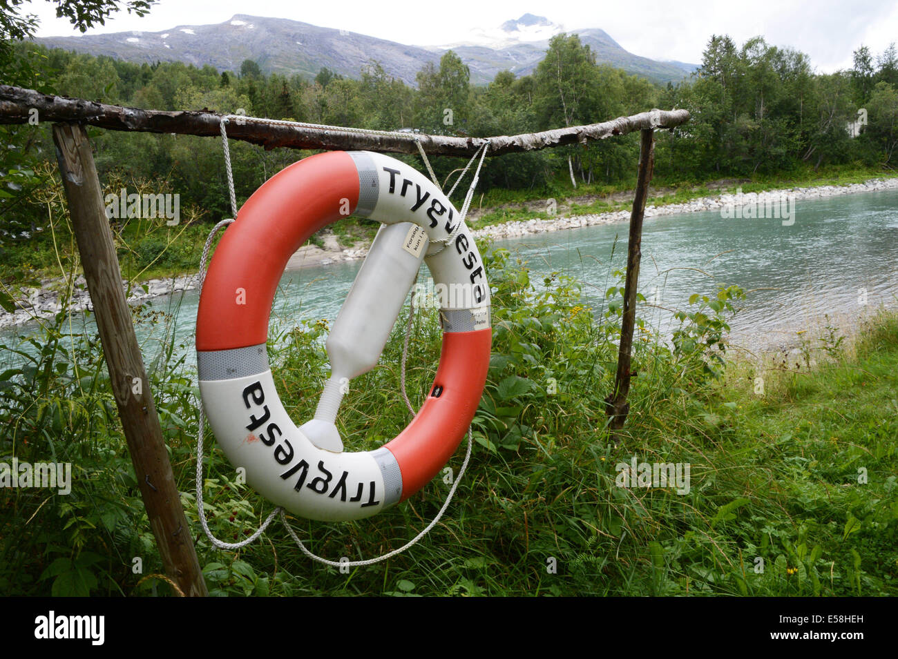 View of the river Beiarelva near Beiarn, Norway , Aug. 14, 2013 Stock ...