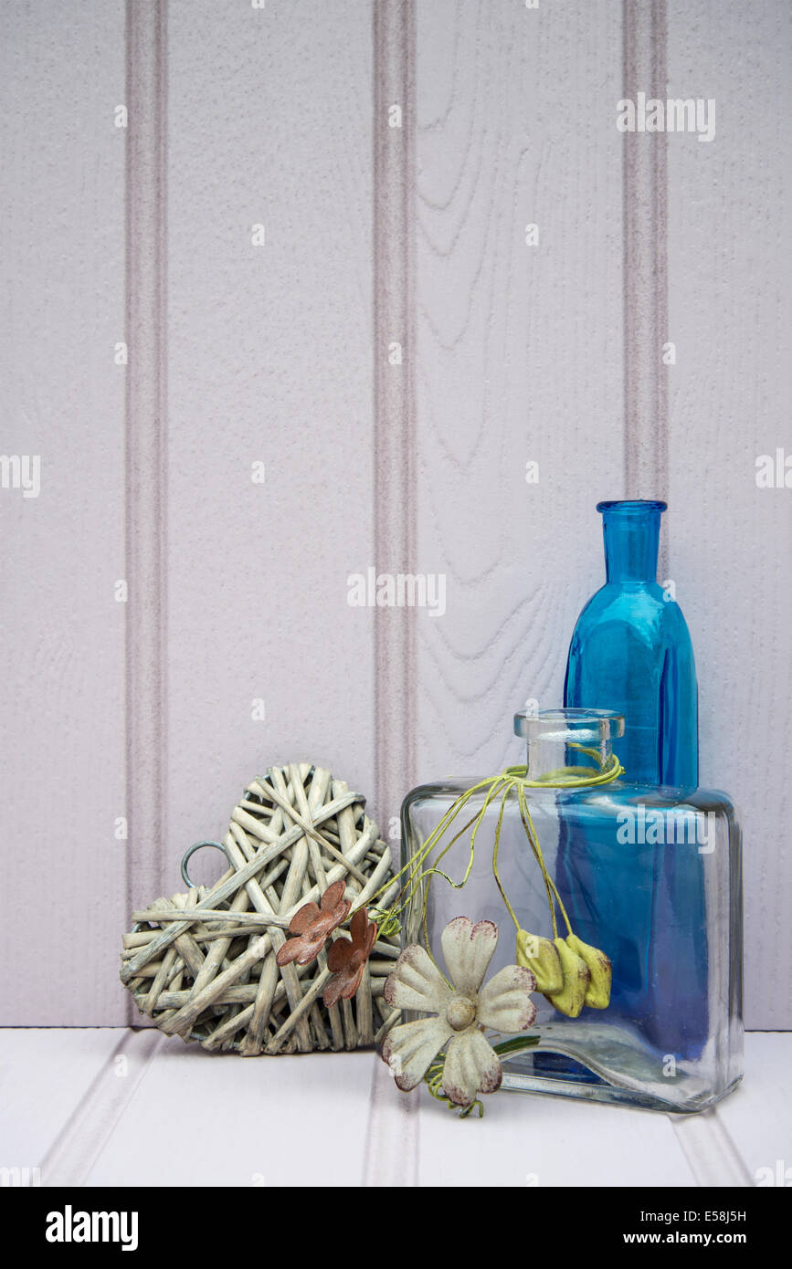 Beautiful vase and bottle with heart still life love concept Stock ...