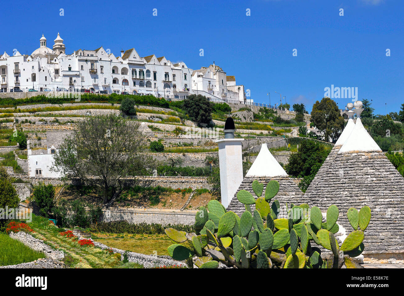Italy Apuglia Puglia Itria Valley Locorotondo Stone trulli houses Stock ...