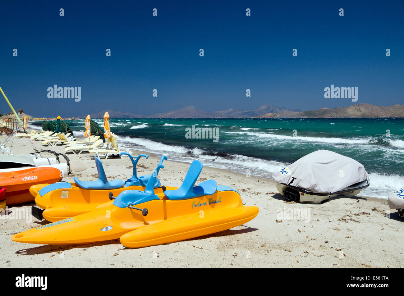 Tingaki Beach, with the Islands of Pserimos and Kalymnos on the right ...