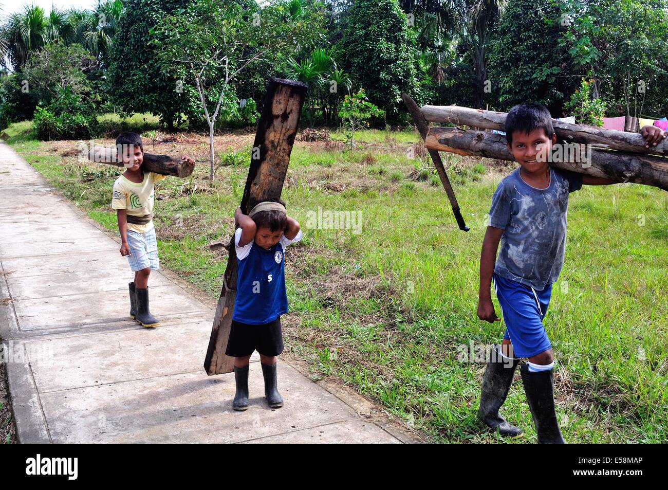 Children working rebuilding bridge in hi-res stock photography and ...