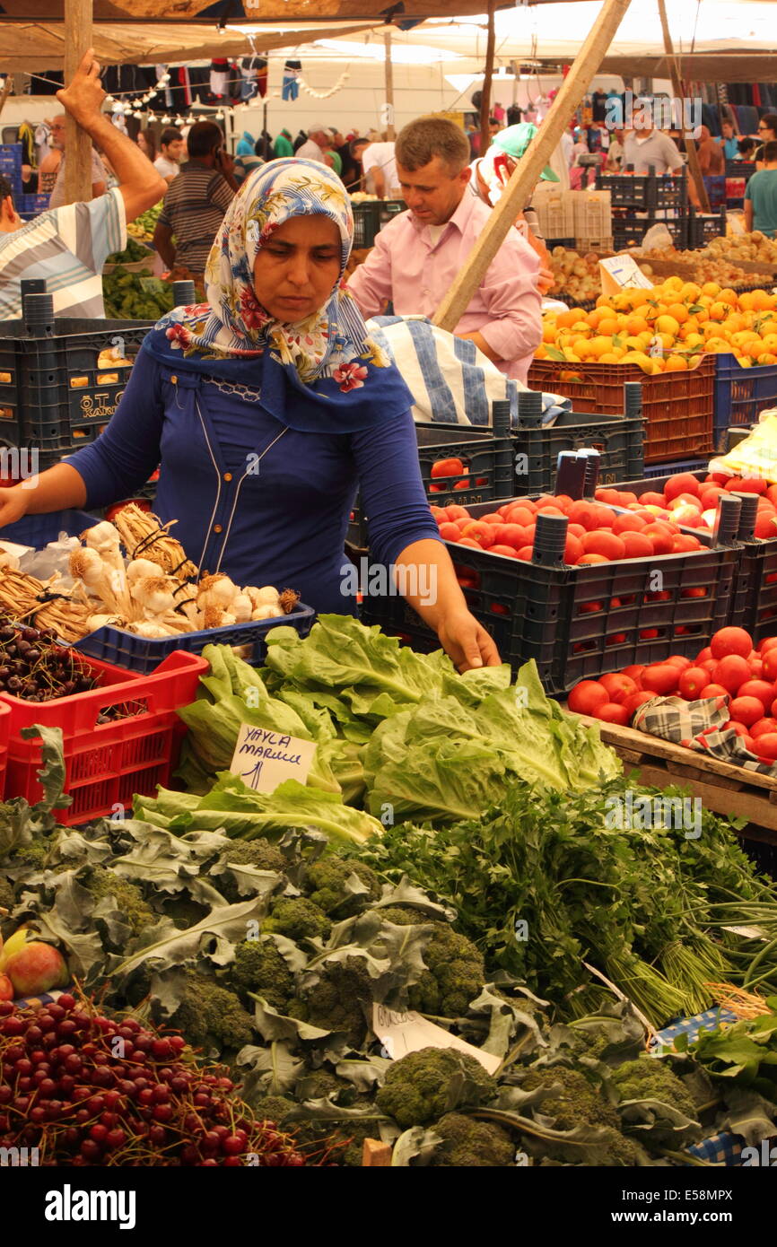 Fresh fruit and vegetable produce for sale at a local market in Calis ...