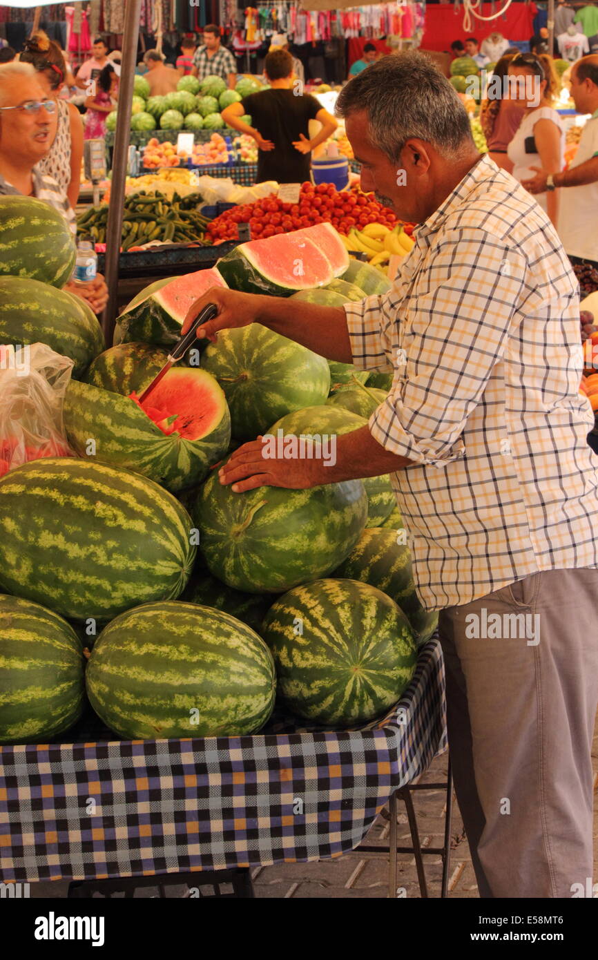 Fresh fruit and vegetable produce for sale at a local market in Calis ...