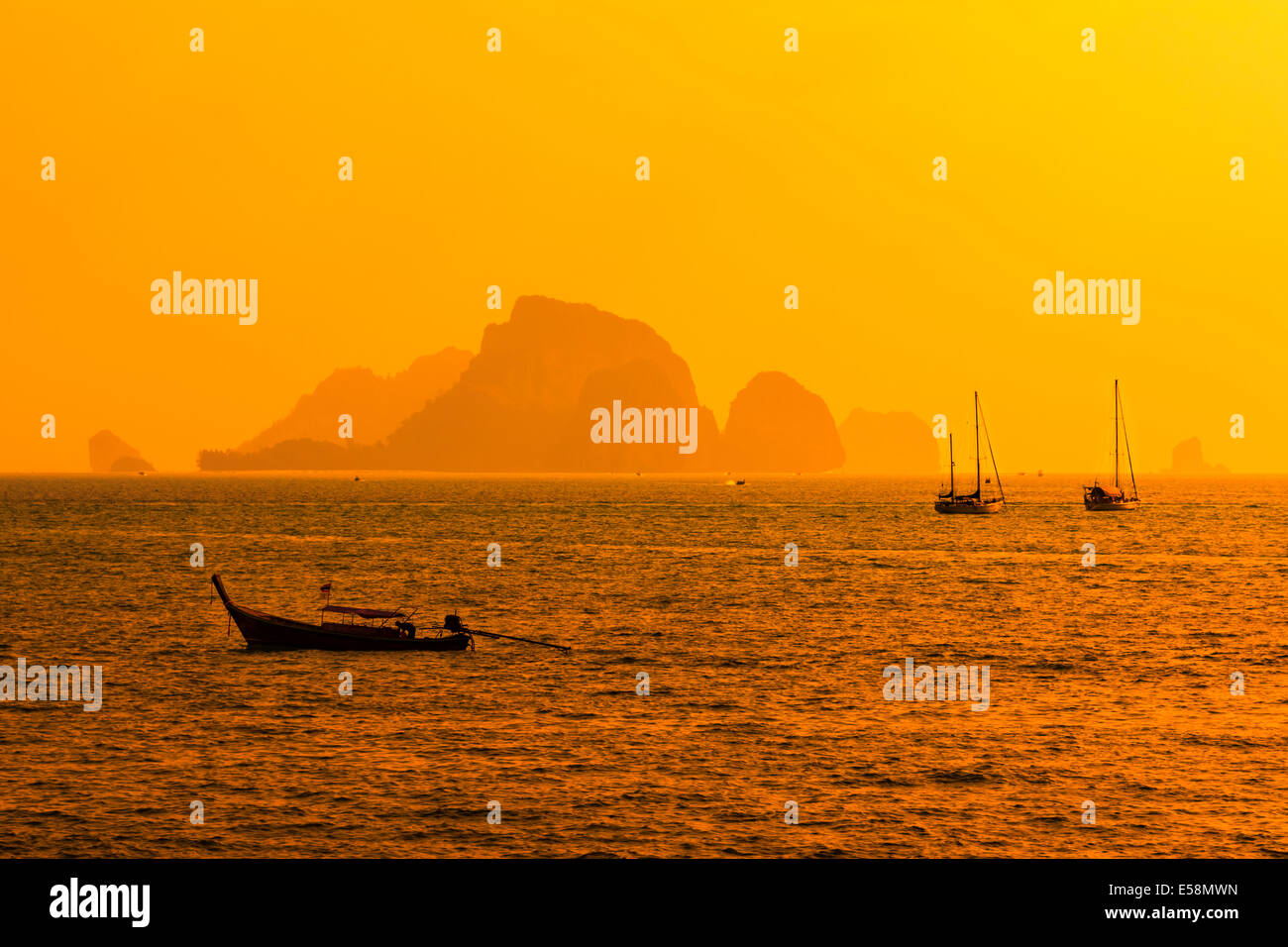 Adaman sea from Ao Nang beach Krabi,, Thailand. Paradise tropical beach ...