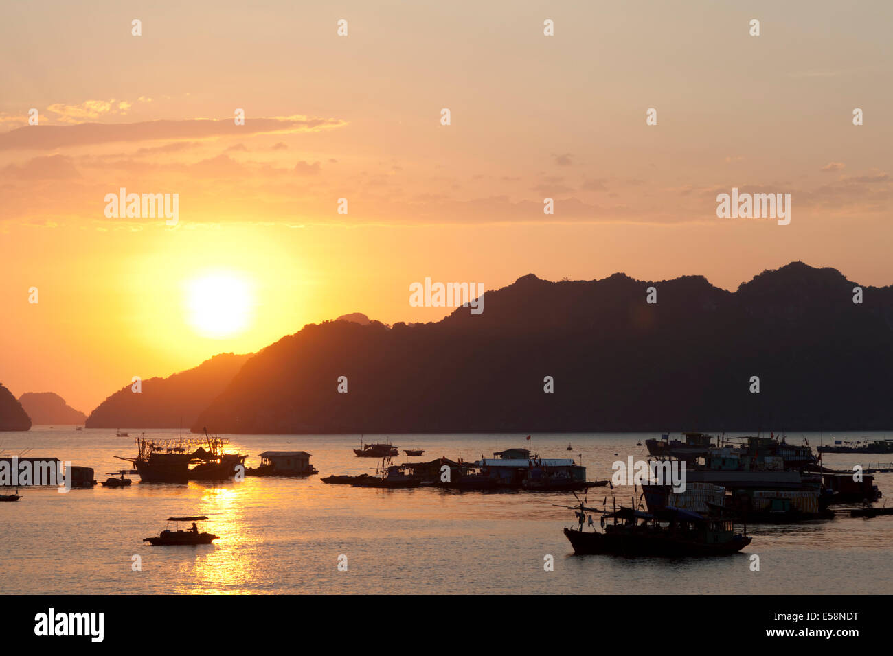 Sunset at Cat Ba Island, Halong Bay, Vietnam Stock Photo - Alamy