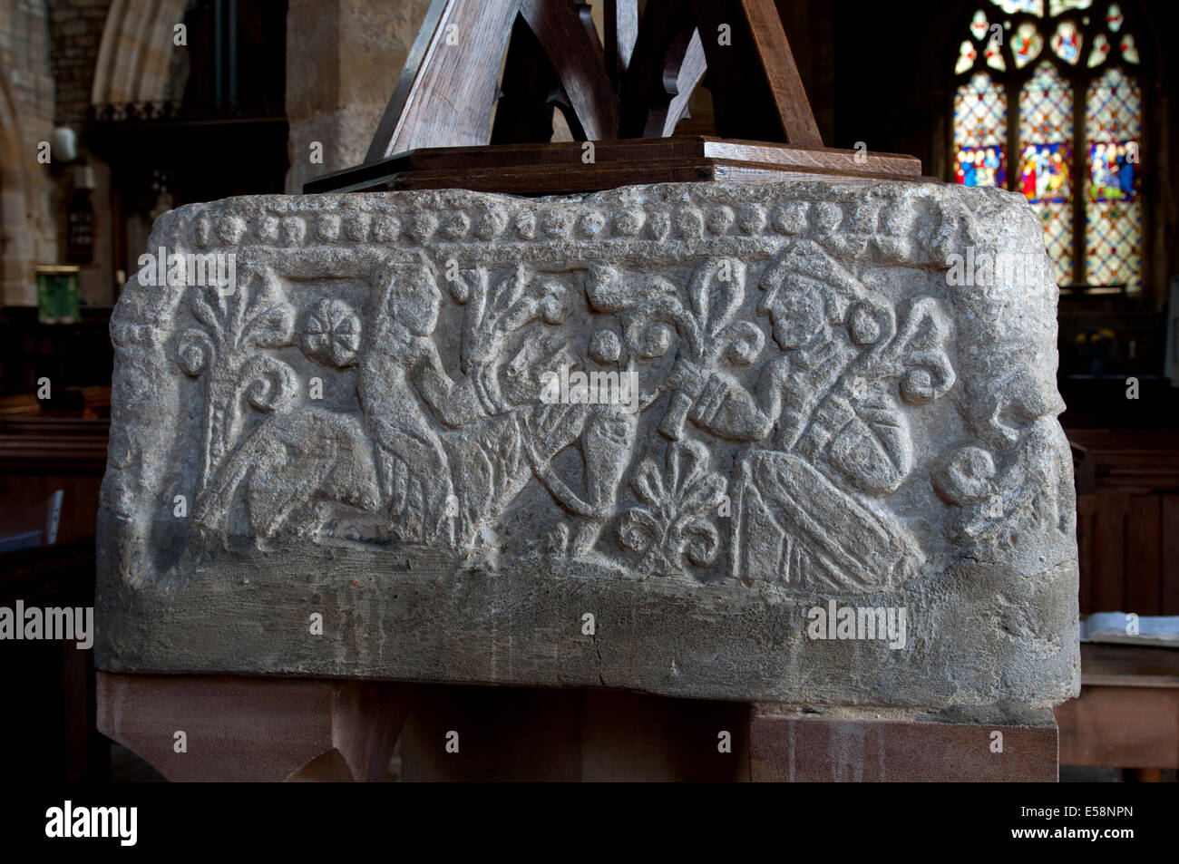 The font, All Saints Church, West Haddon, Northamptonshire, England, UK ...