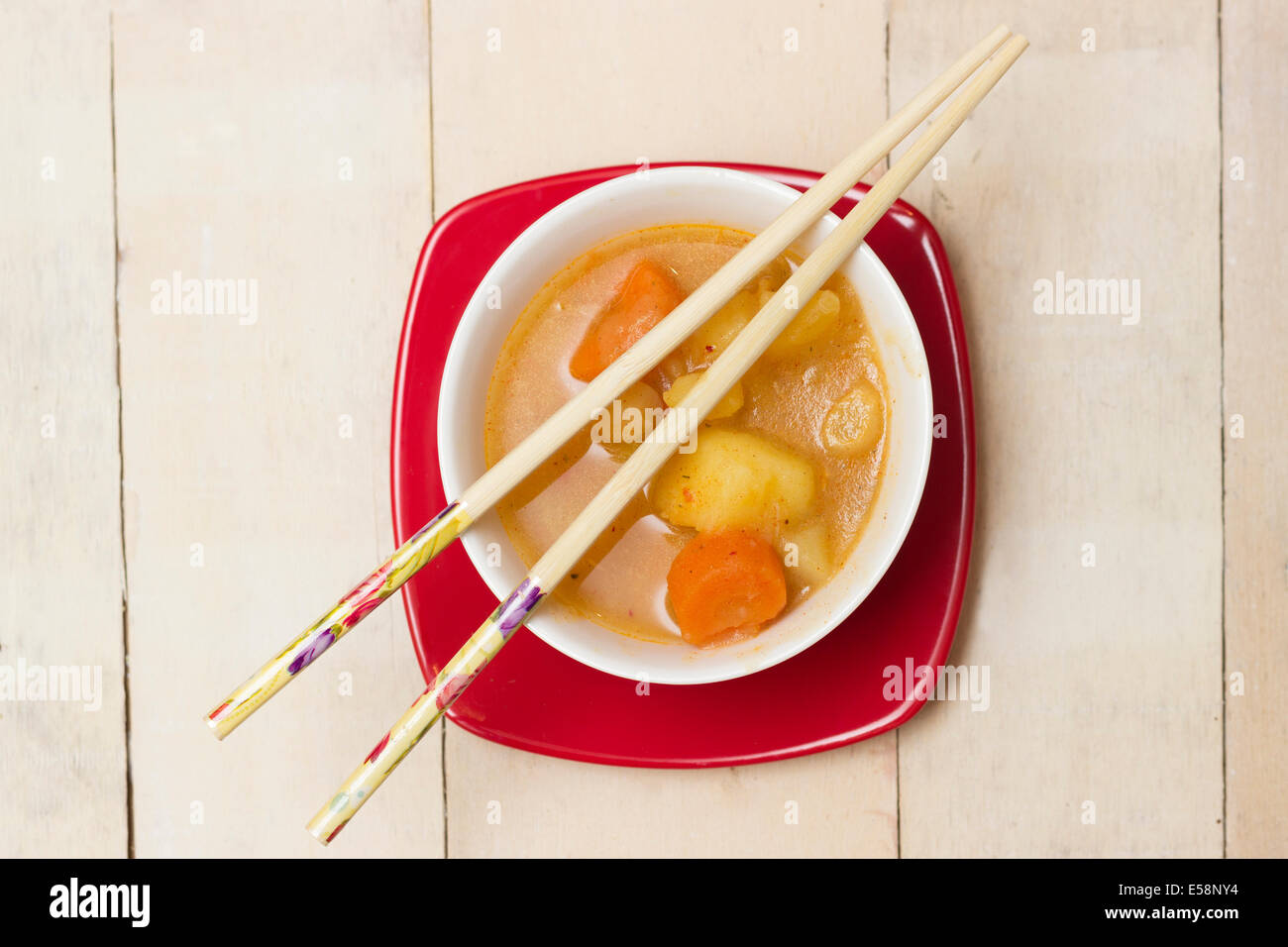 Chinese vegetable soup, directly above Stock Photo - Alamy