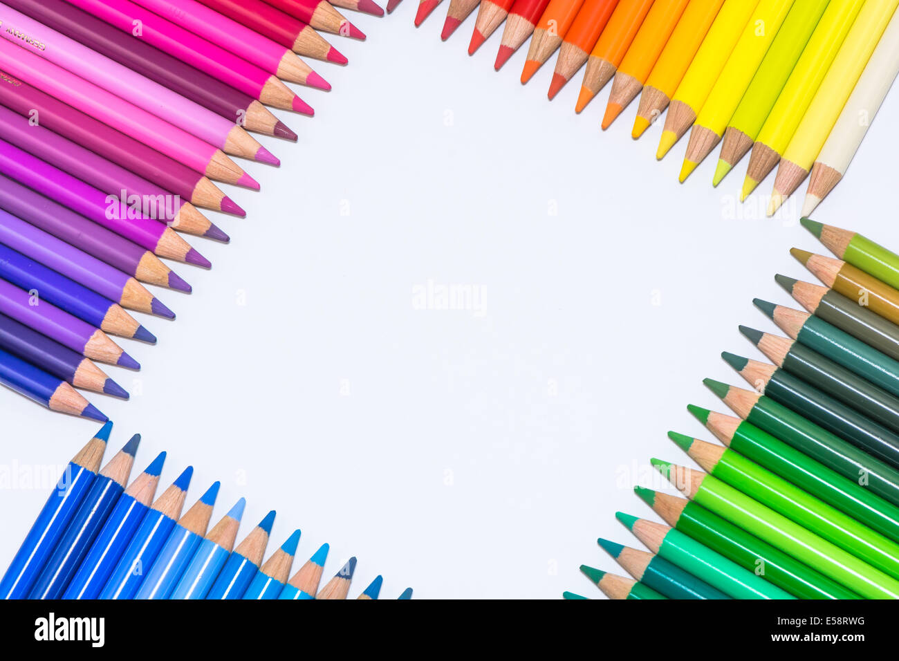Isolated Square Of Colorful Crayons Stock Photo - Alamy