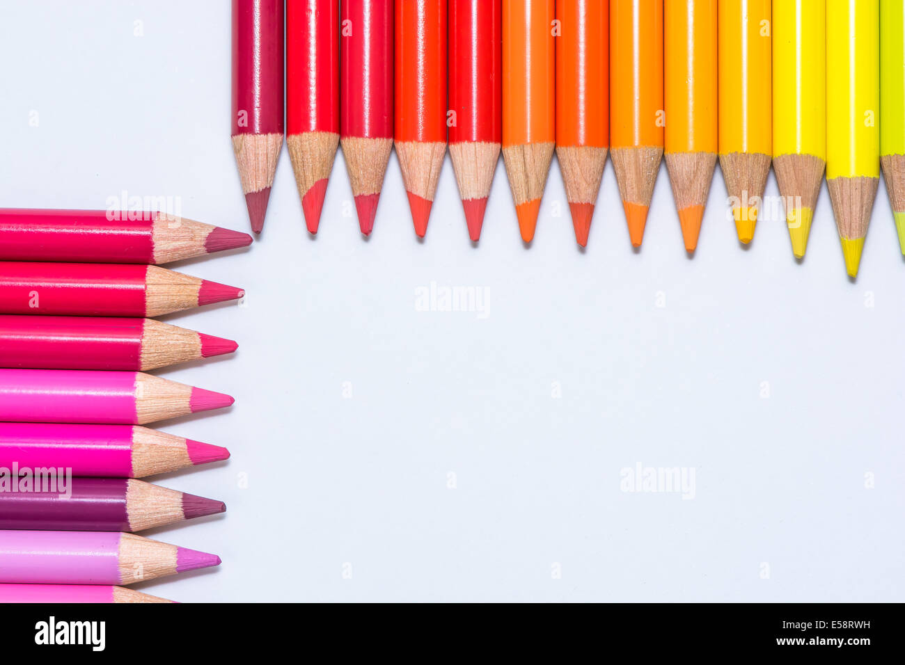 Isolated Rows Of Colorful Crayons Stock Photo - Alamy