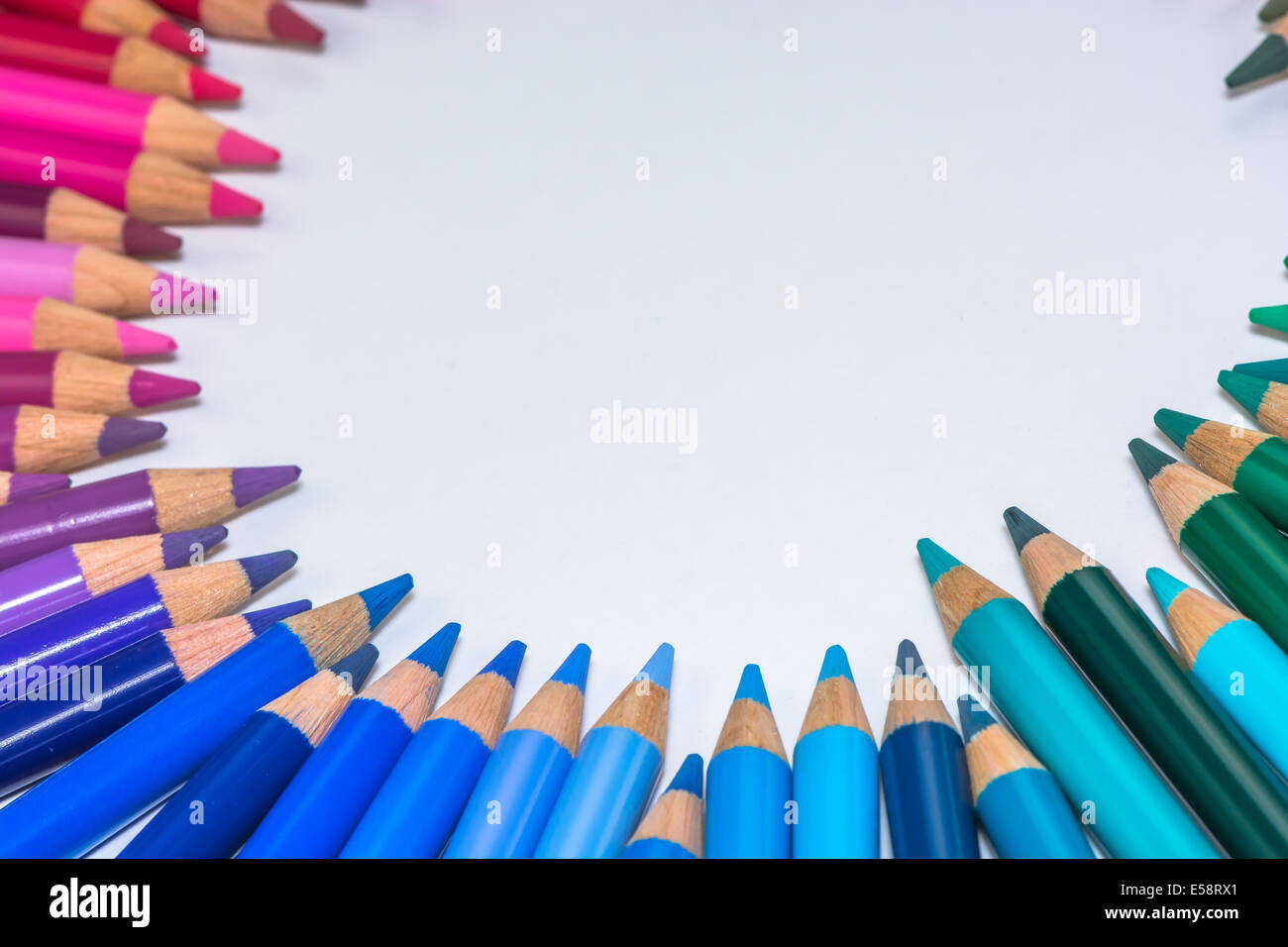 Isolated Circle with Colorful Crayons Stock Photo - Alamy