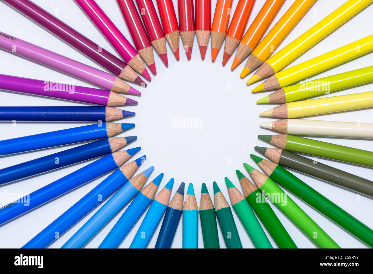 Isolated Circle with Colorful Crayons Stock Photo - Alamy