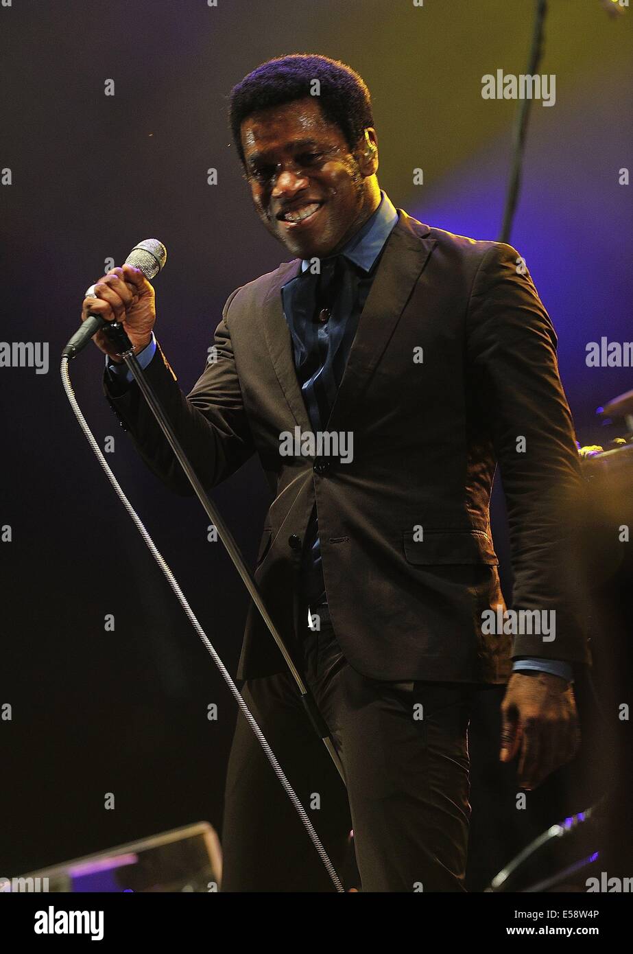 Santiago De Compostela, Spain. 23rd July, 2014. The vocalist of Vintage ...