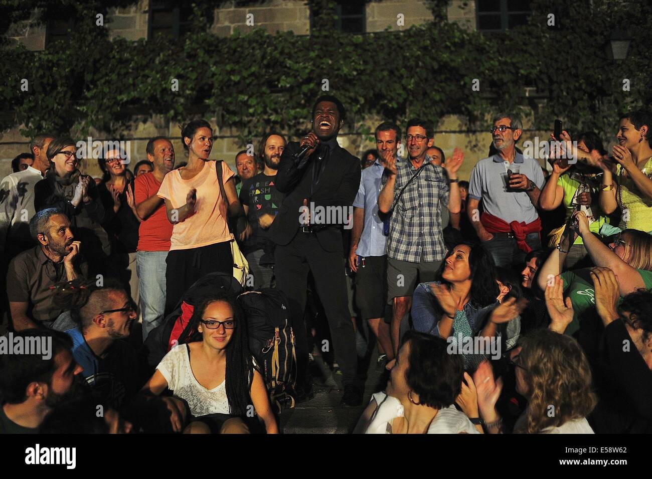 Santiago De Compostela, Spain. 23rd July, 2014. The vocalist of Vintage ...