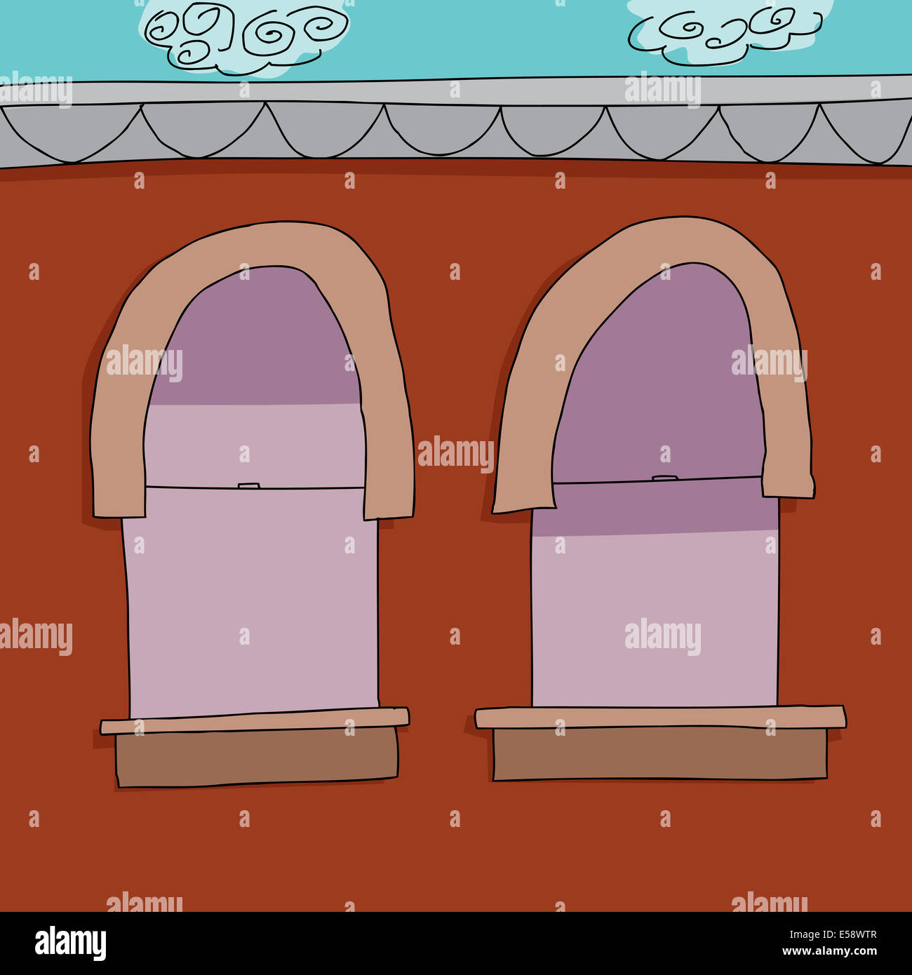 Cartoon two closed apartment windows hi-res stock photography and ...