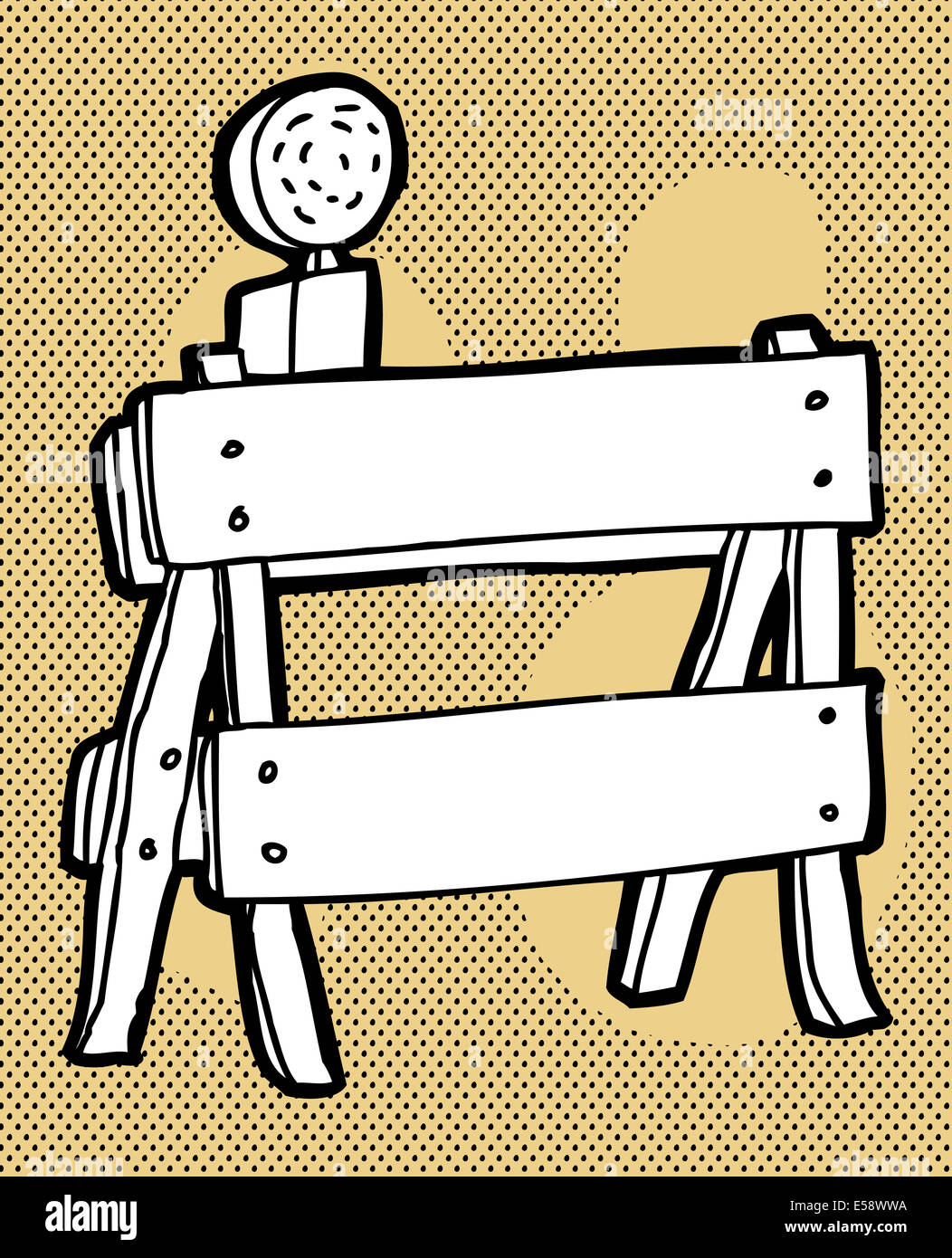 Black and white hand drawn traffic barricade on halftone background ...