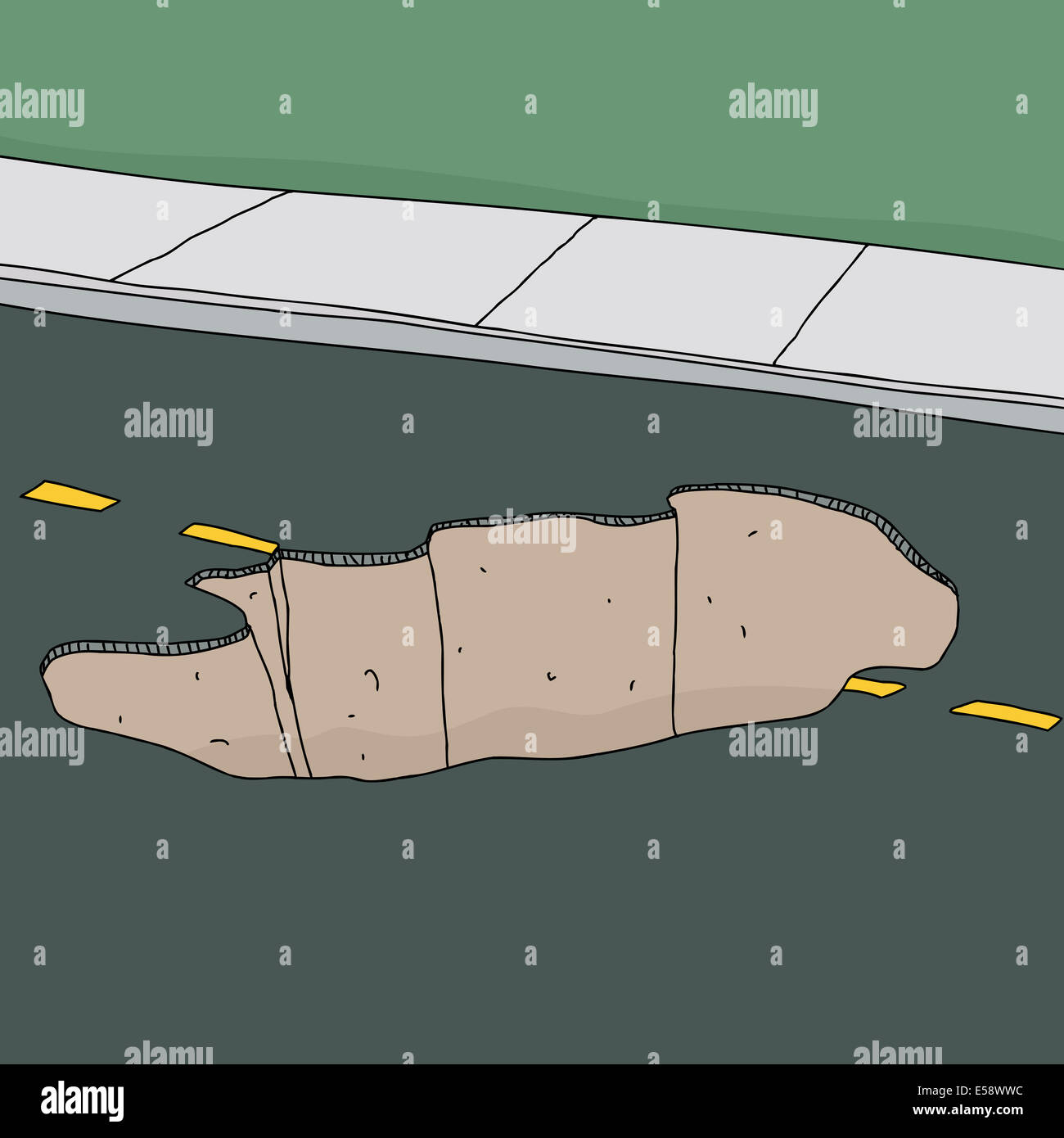 Cartoon background of large sinkhole in street Stock Photo - Alamy