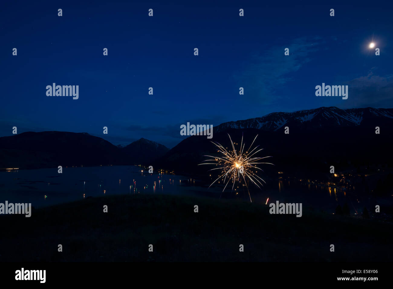 Fourth of July fireworks over Wallowa Lake, Oregon Stock Photo - Alamy