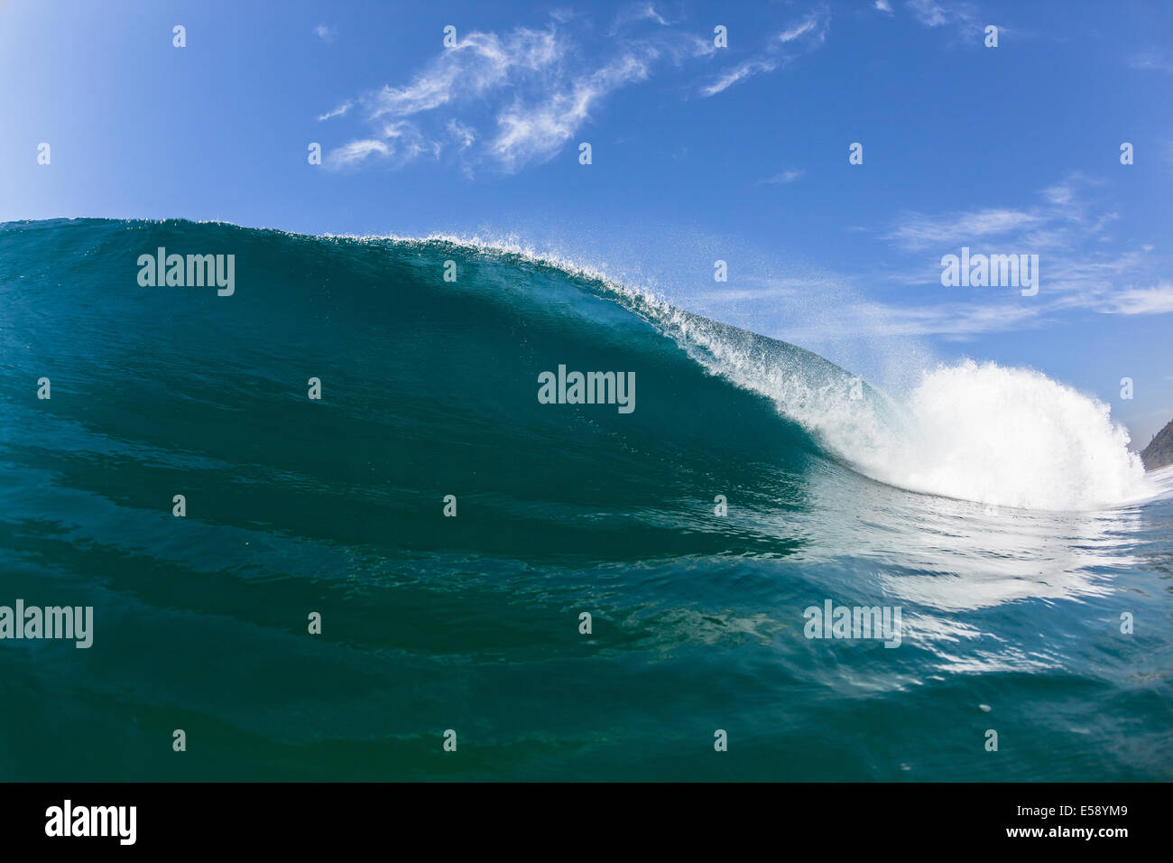 Ocean blue wave swimming inside encounter crashing water power Stock ...