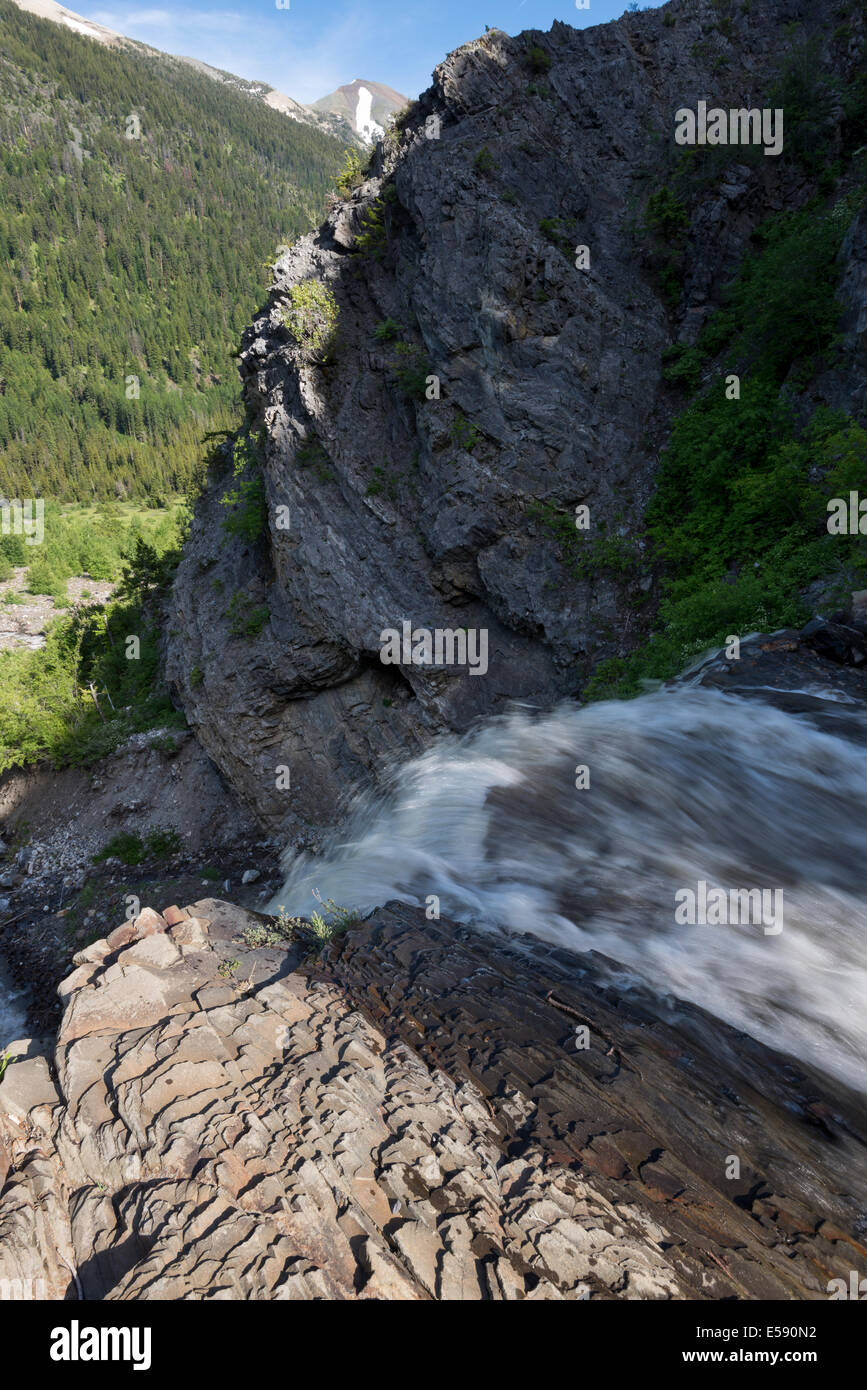 Waterfall spilling over a ledge in Oregon's Wallowa Valley Stock Photo ...