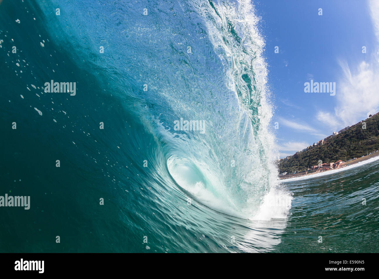 Ocean blue wave swimming inside encounter crashing water power Stock ...