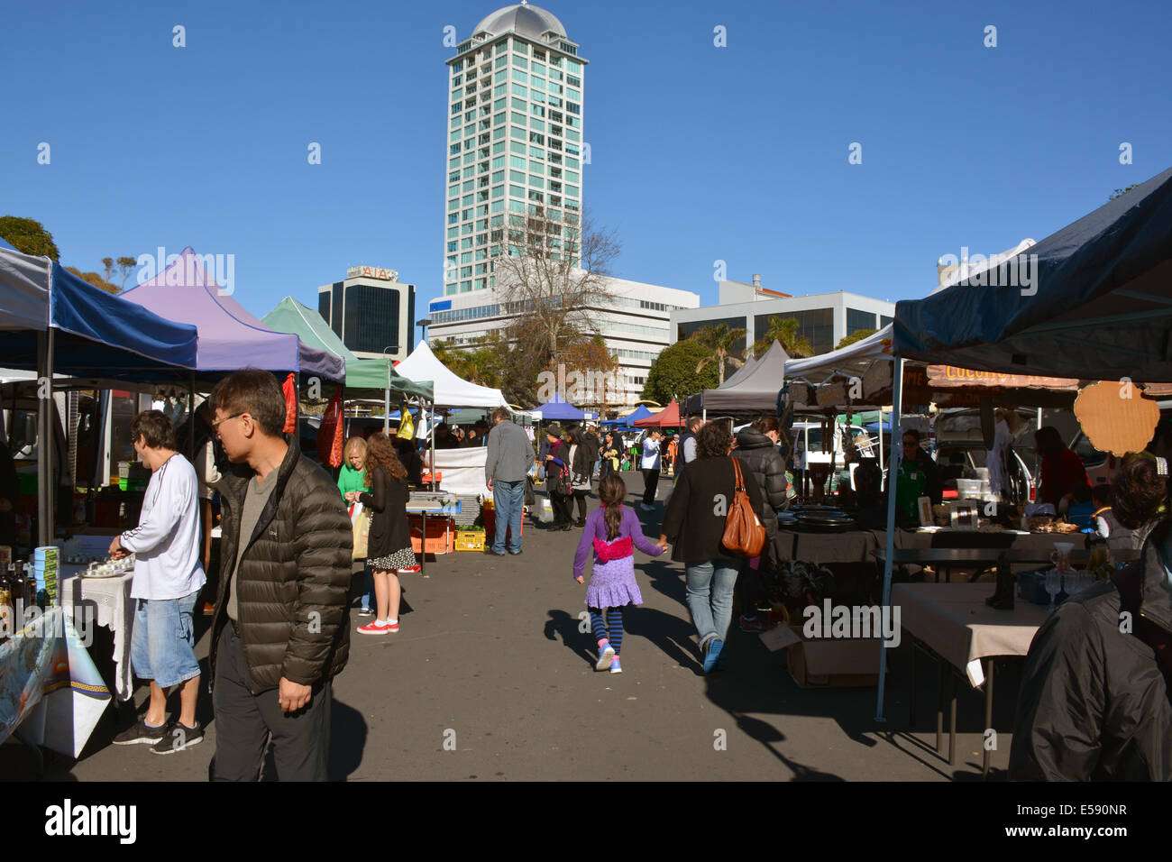 People wandering at the Sunday Market of Takapuna, Auckland, New ...