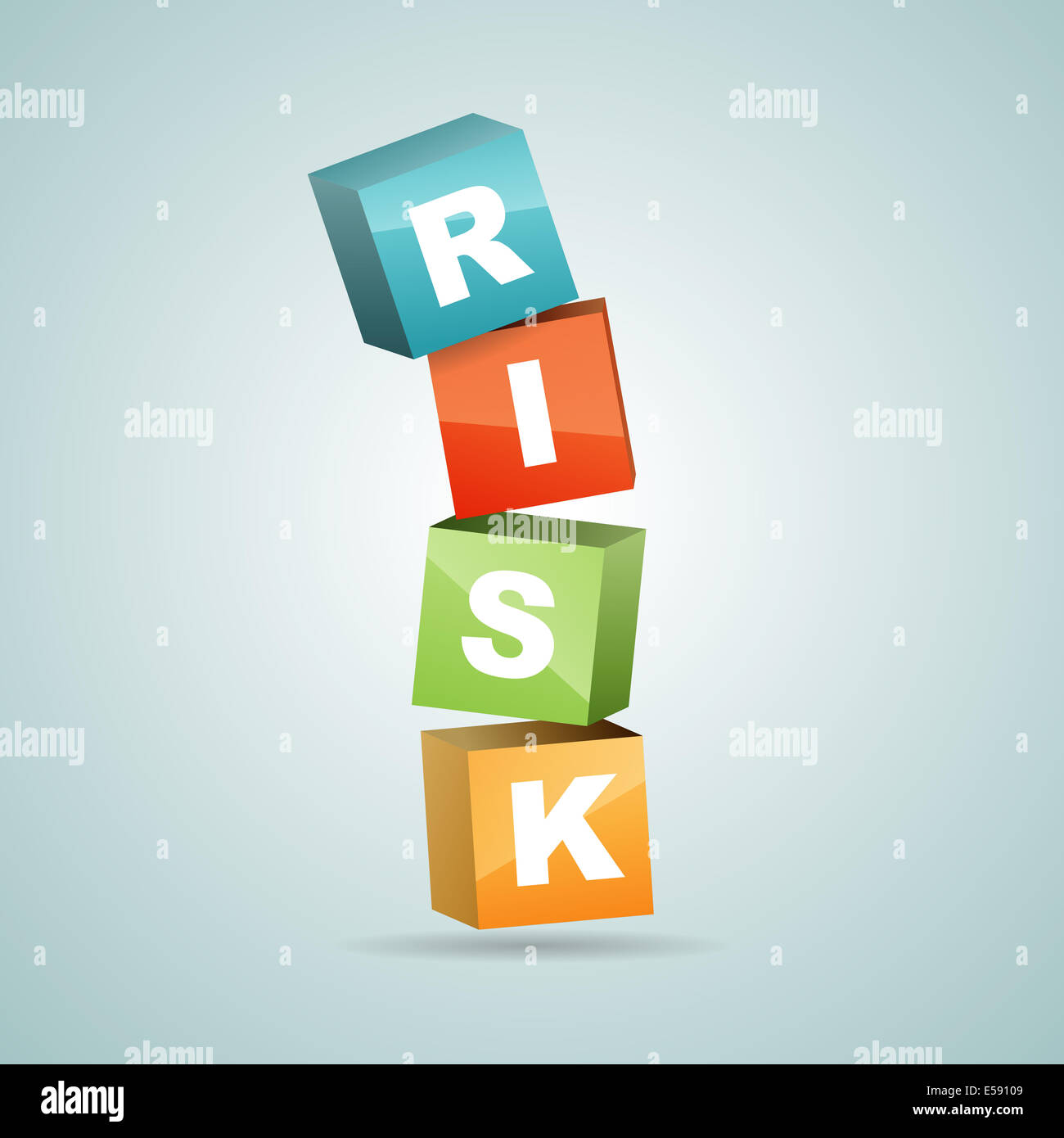 Vector illustration of color risk blocks falling Stock Photo - Alamy