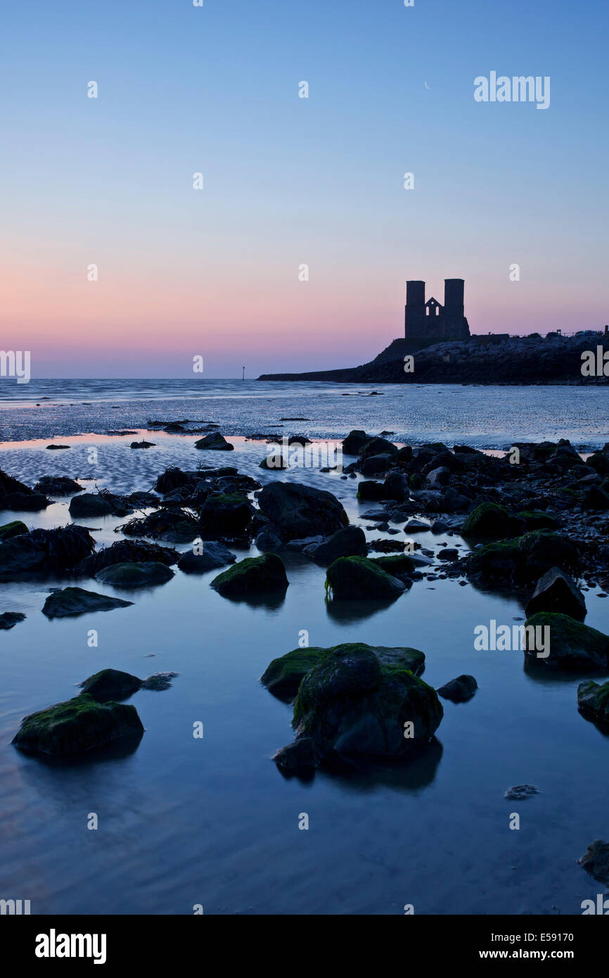 Reculver, Kent, UK 24th July, 2014. Pre-dawn sunrise at low tide near ...