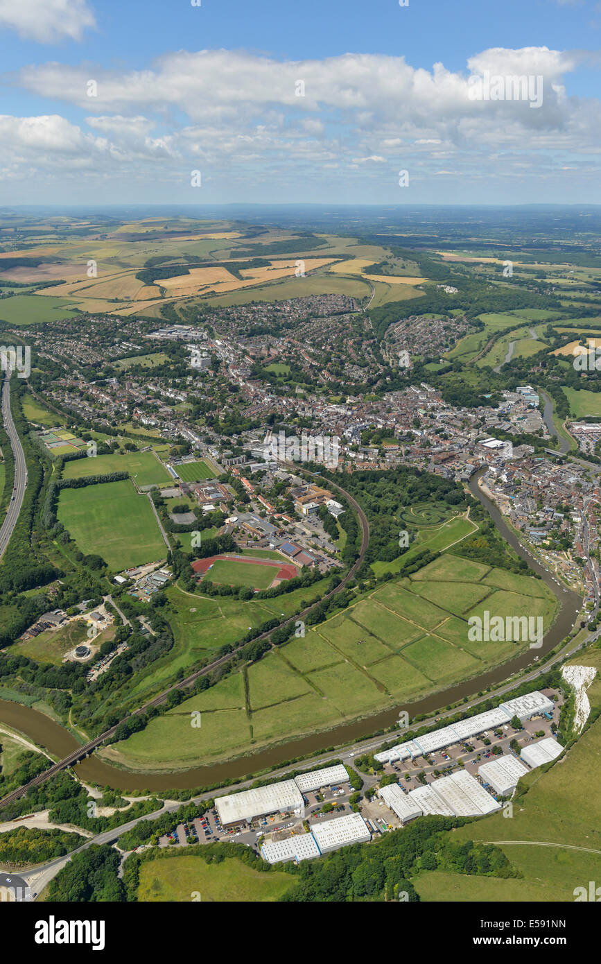 An aerial view of the Cliffe Industrial Estate with Lewes visible in ...