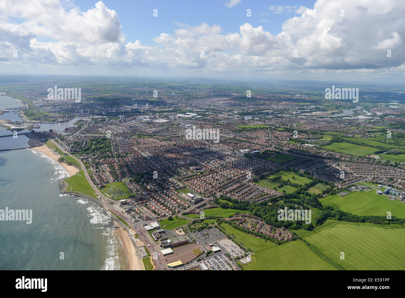 An aerial view of Sunderland Tyne & Wear. Looking from the north down ...