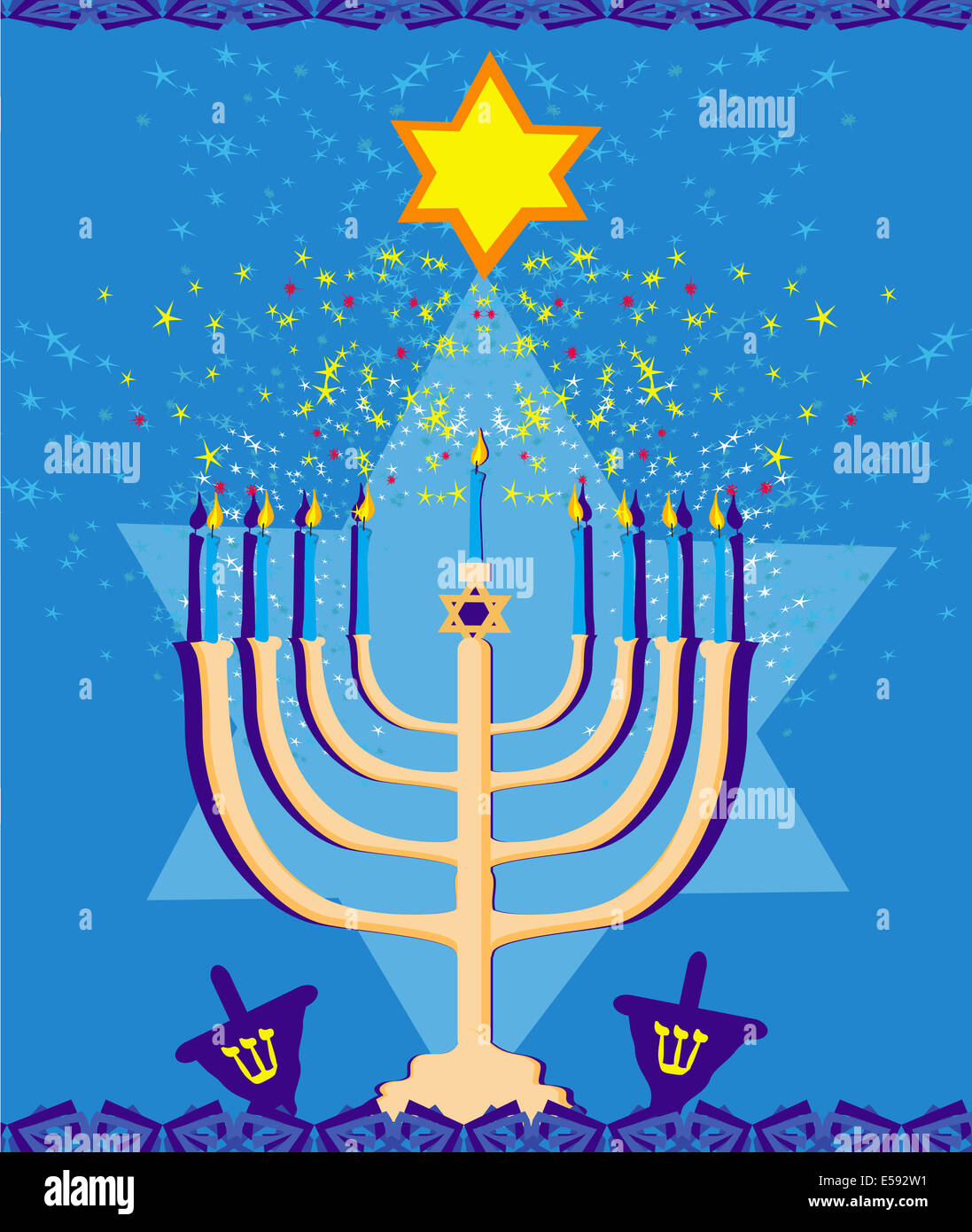 Vector illustration of Hanukkah menorah abstract card Stock Photo - Alamy