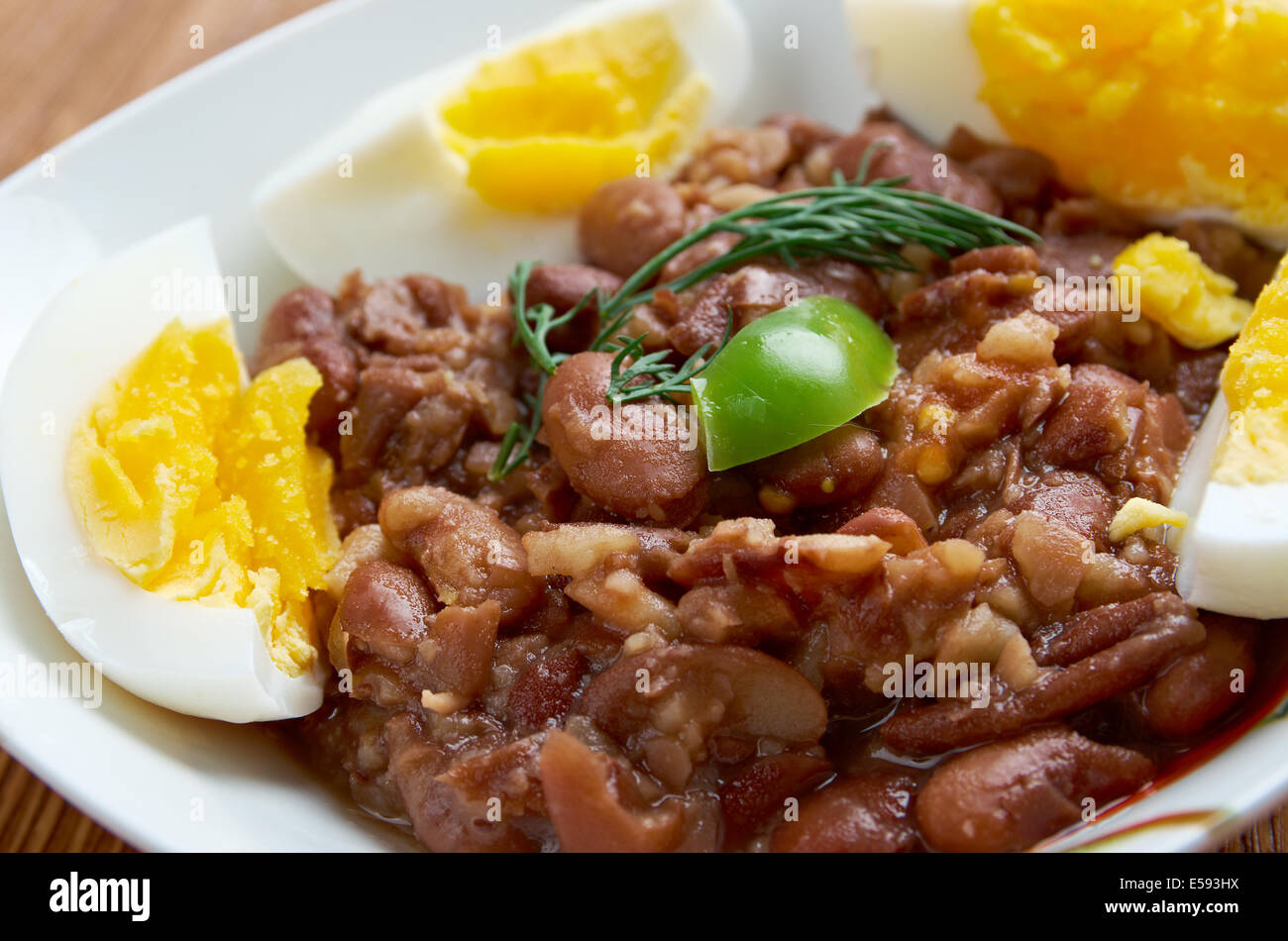 Ful medames - Egyptian,Sudanese dish of cooked and mashed fava beans ...