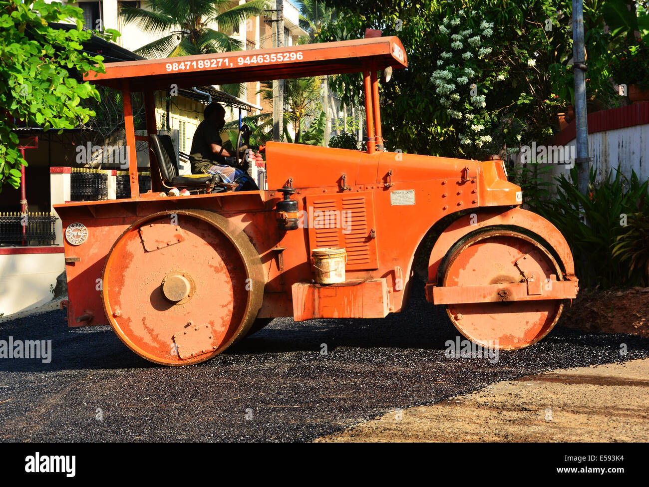 Road roller at work Stock Photo - Alamy