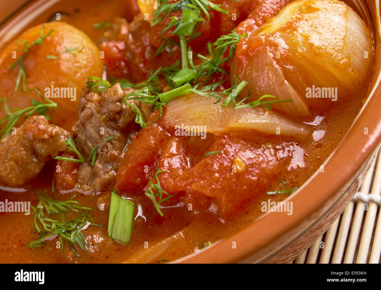 Traditional Greek beef stifado Stock Photo - Alamy