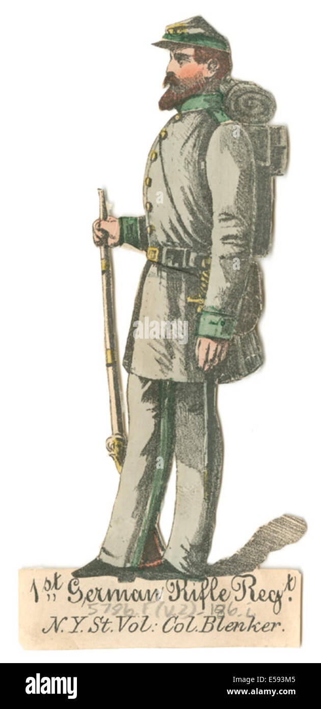 A lithograph from around 1863 showing the 1st German Rifle Regiment of ...