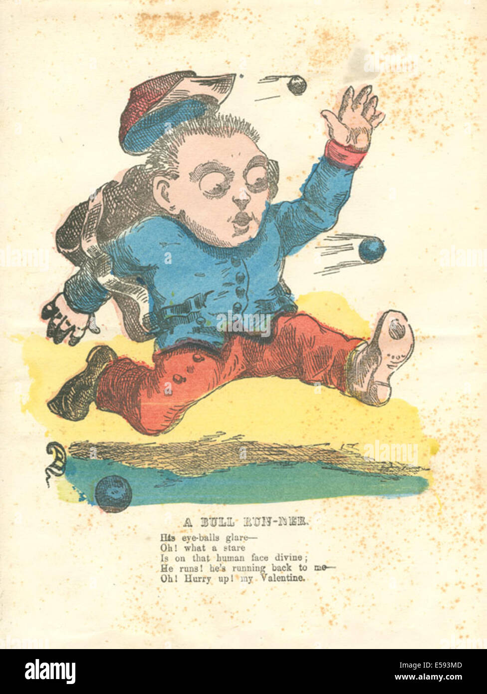 A Civil War-era cartoon titled 'A Bull Run-ner,' from around 1863 ...
