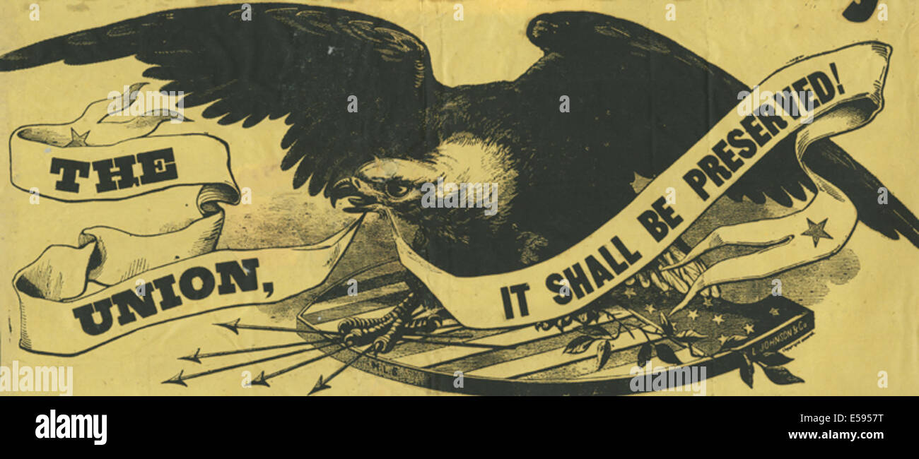 Woodcut illustration from the Civil War era depicting a United States ...