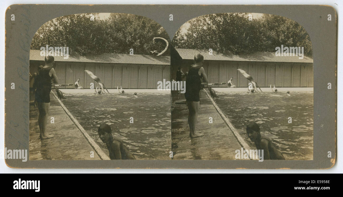 A photograph of the riverside swimming area and diving pool in ...