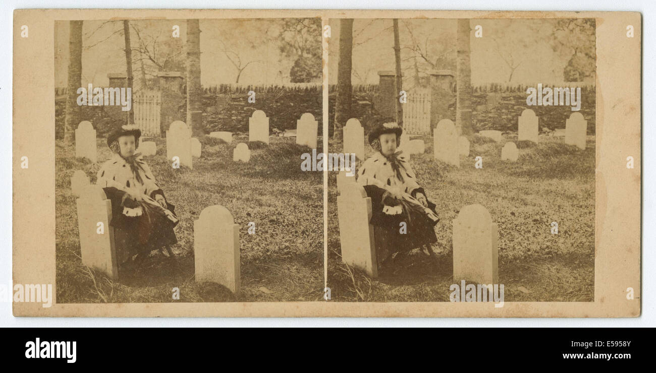 A stereograph showing the family burial ground at Stenton in Germantown ...