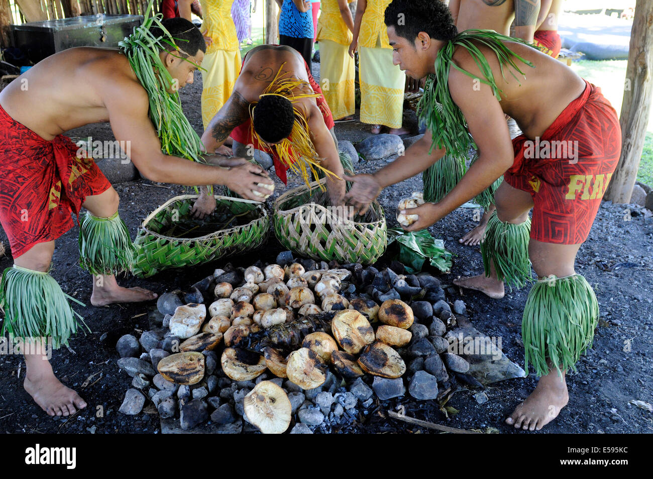 Travelling through Samoa in February 2014. Preparing a meal for ...