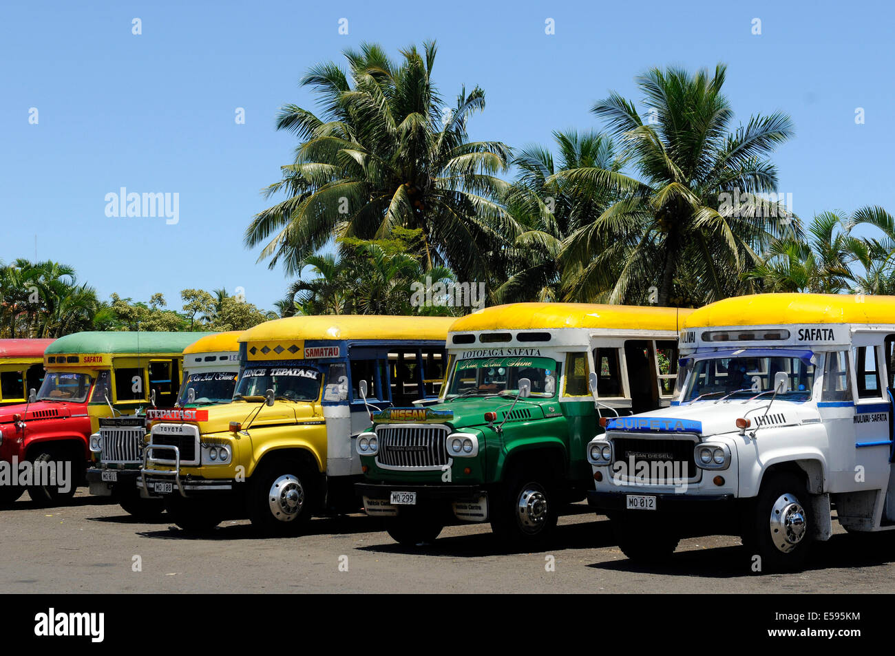 Travelling through Samoa in February 2014. Bus station in Apia Stock ...