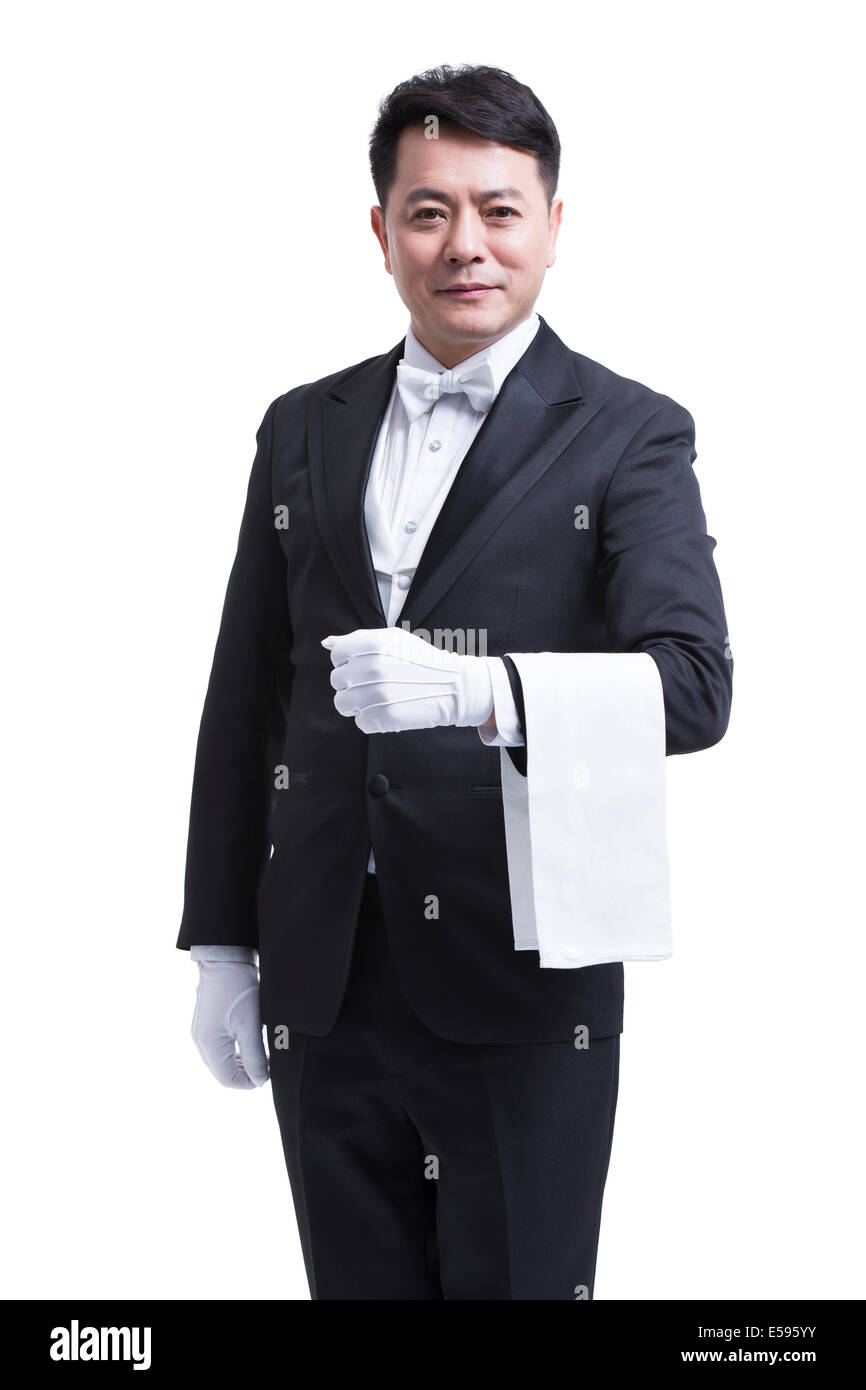 Portrait of male butler Stock Photo - Alamy