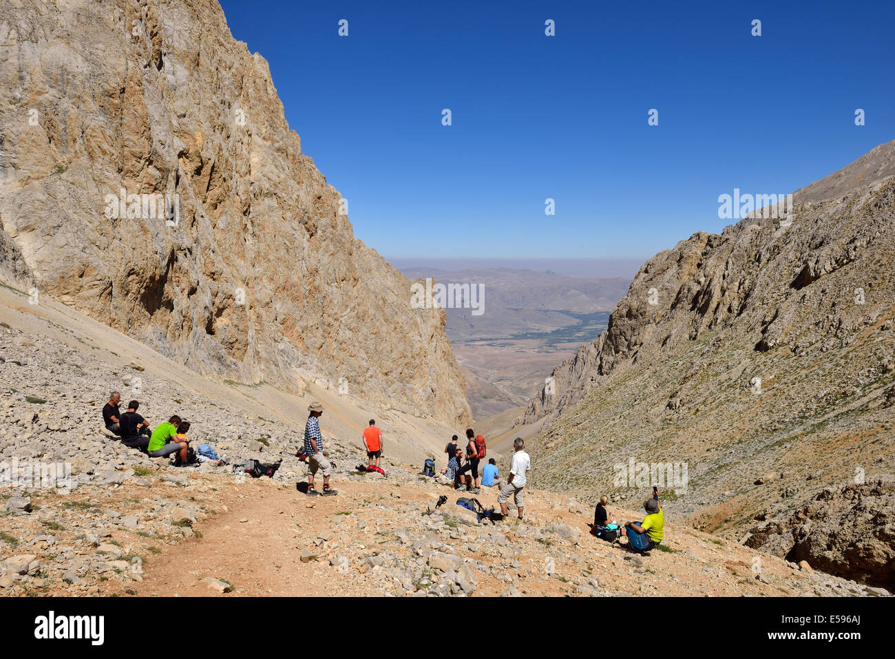 Turkey, Taurus Mountains, Aladaglar National Park, Group of hikers ...