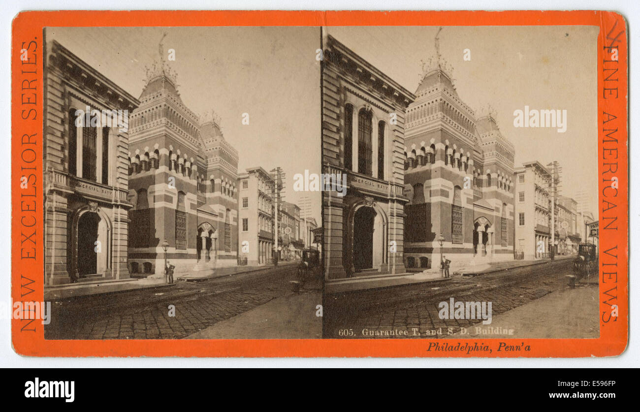 A stereograph depicting the Guarantee Trust and Safe Deposit Building ...