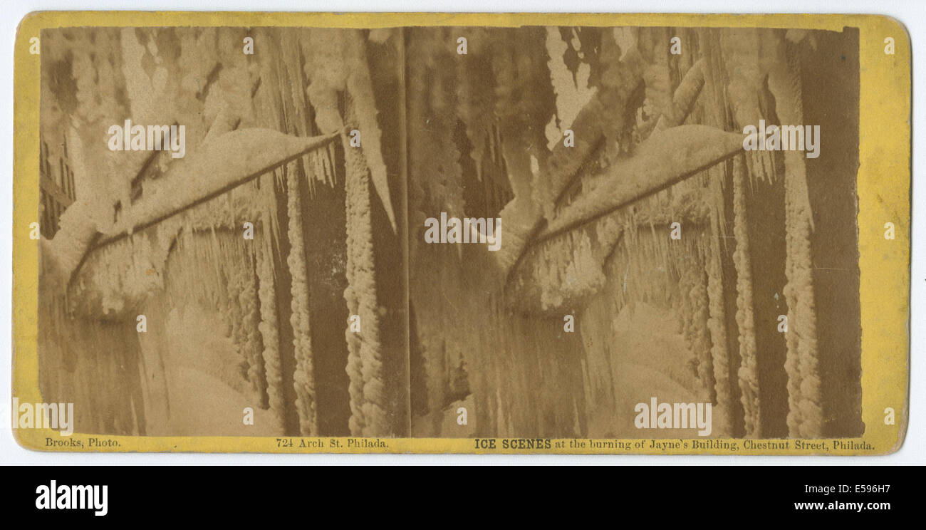 A historic stereograph of the 1872 fire at the Jayne Building on ...