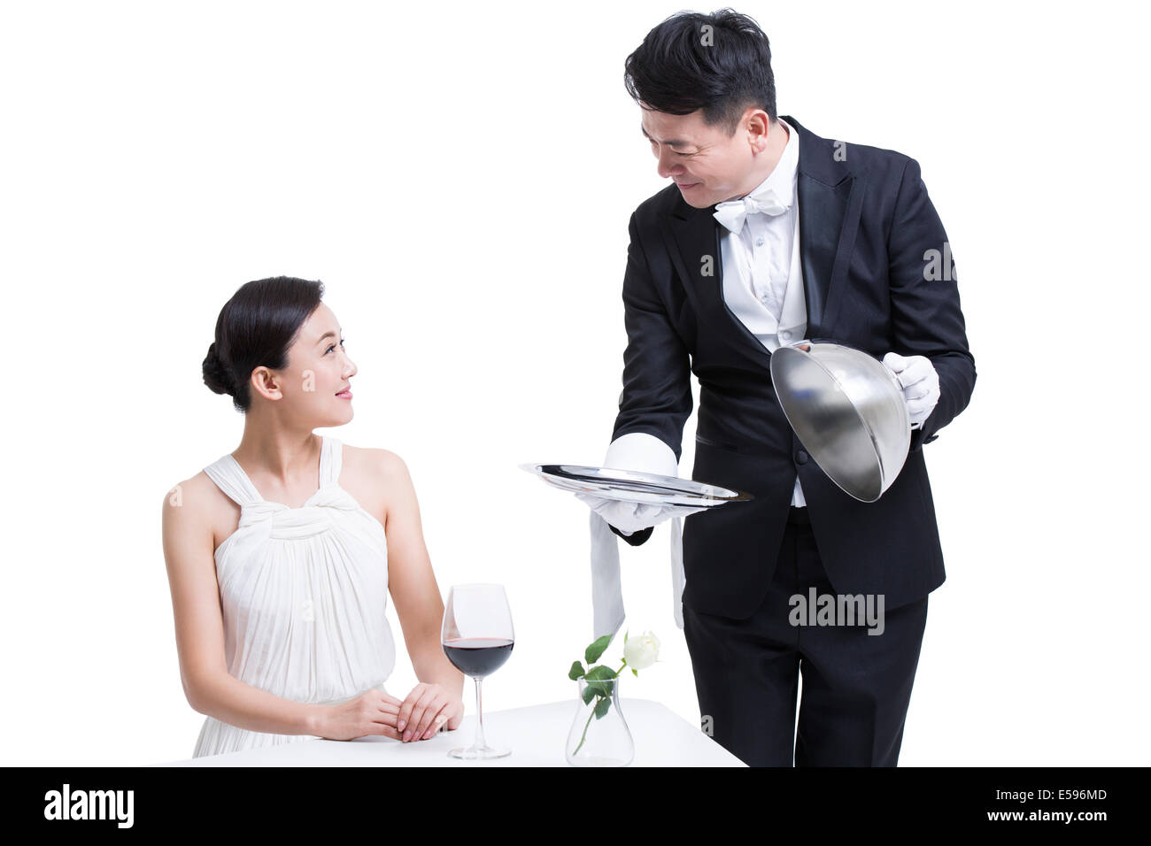 Waiter serving food full view hi-res stock photography and images - Alamy