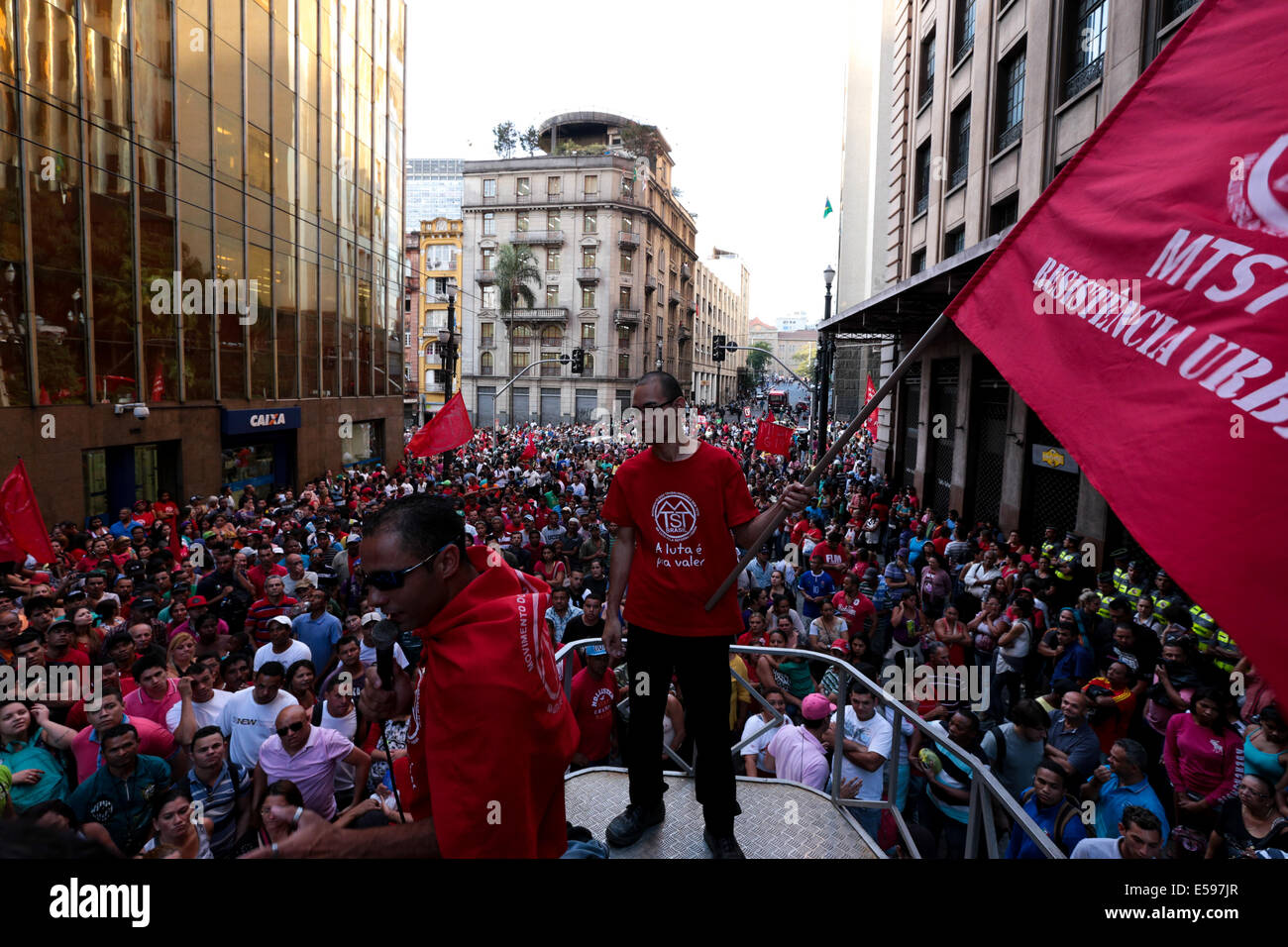 Sao Paulo, Brazil. 23rd July, 2014. Members of the Homeless Workers ...